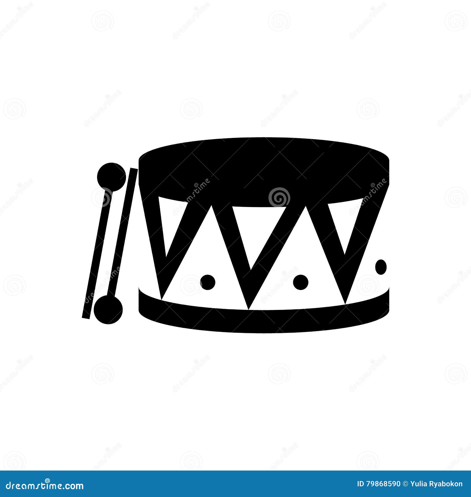 Trommel zwart pictogram vector illustratie. Illustration of maart ...