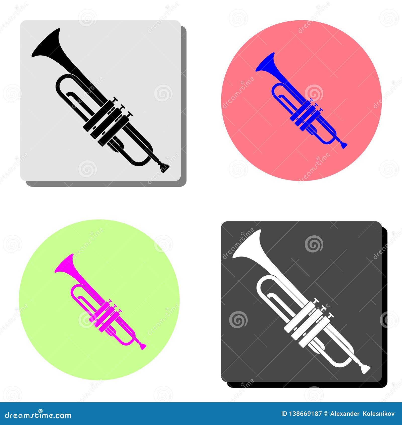 Trompeta Icono Plano Del Vector Ilustración del Vector - Ilustración de ...