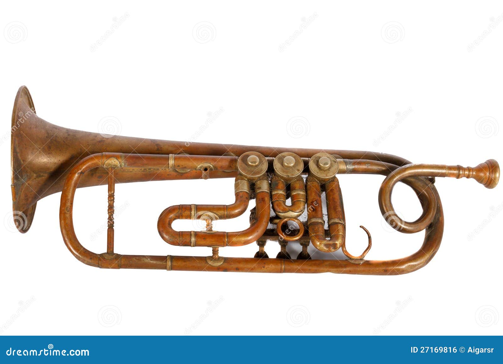 Trompeta vieja foto de archivo. Imagen de aislado, antigüedad - 27169816