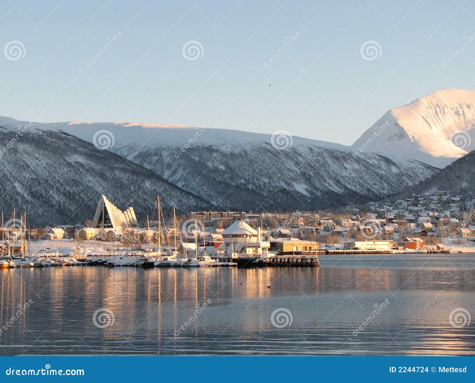 TromsÃ¸, Norway stock photo. Image of boats, calm, sunset - 2244724