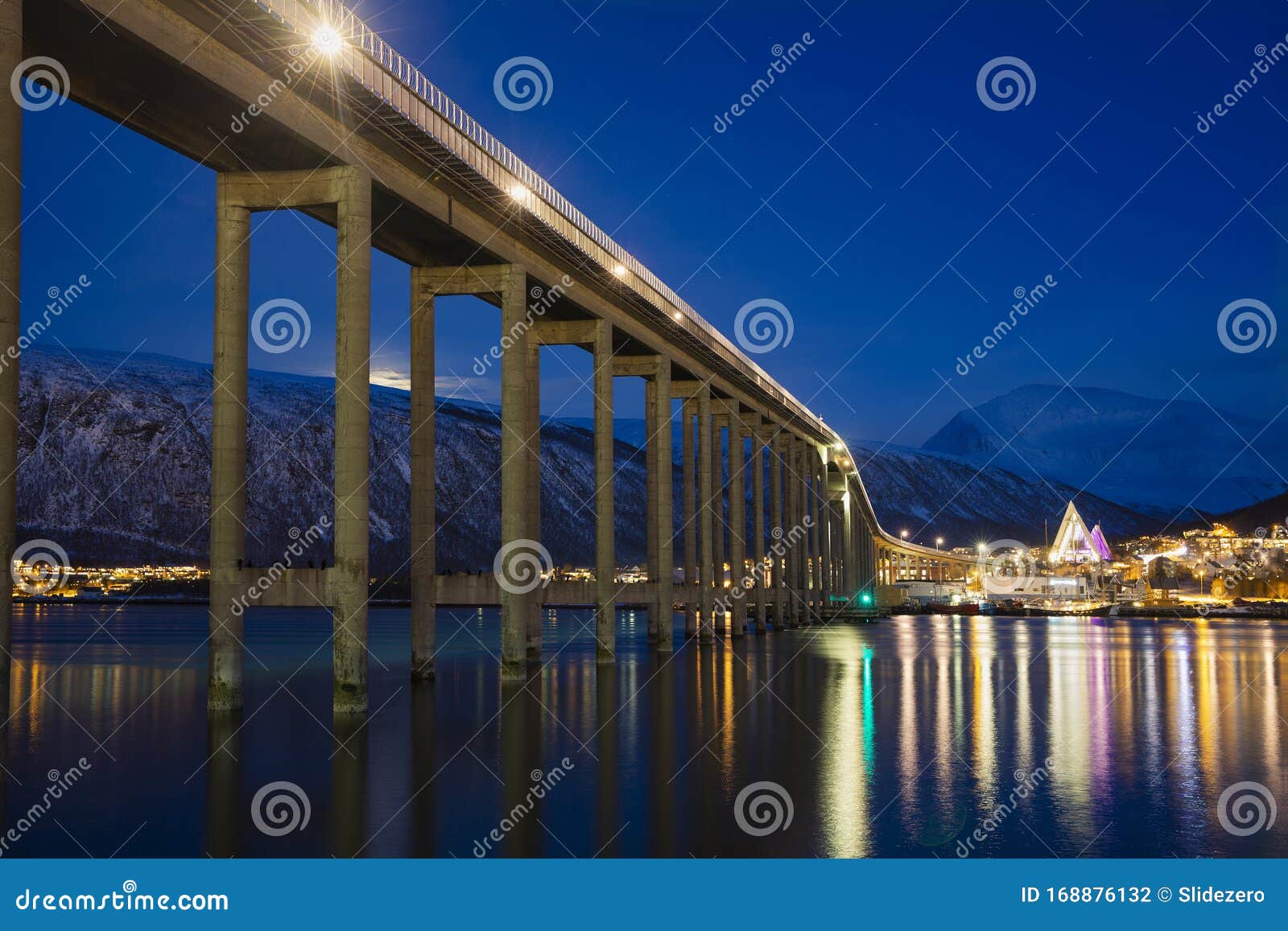 Tromso at Night, Norway, Tromso at Winter Time, Norway Stock Photo ...