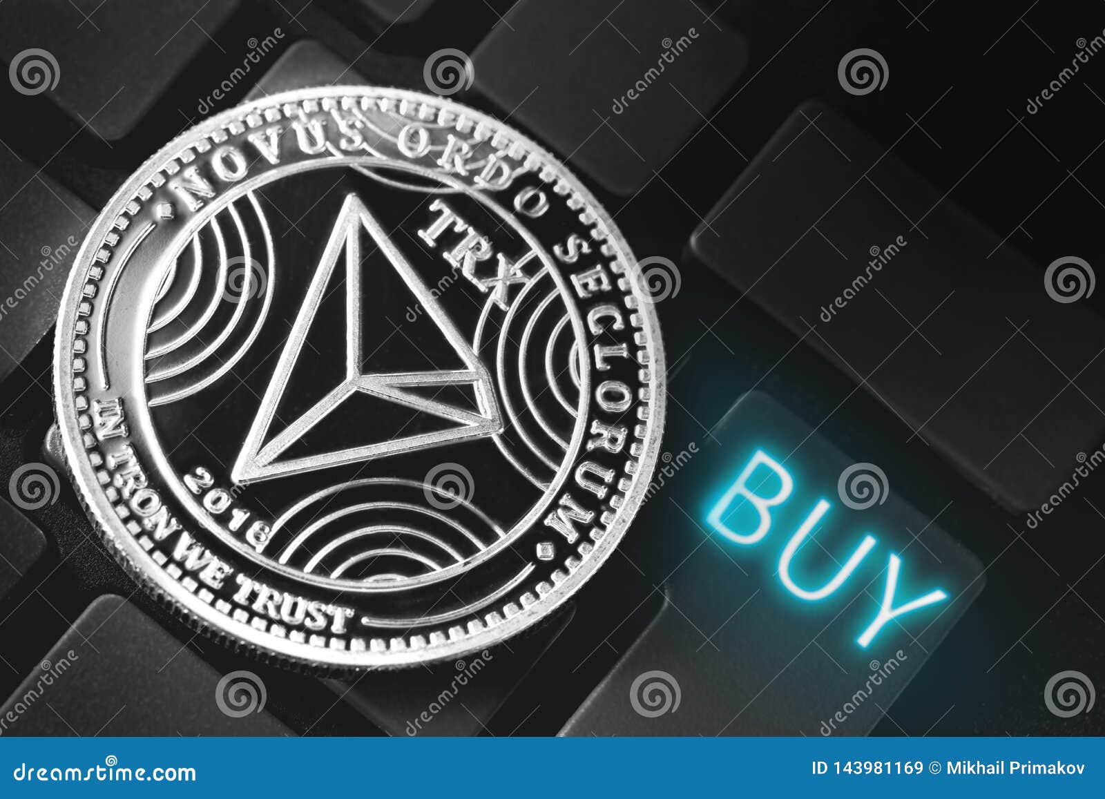 Tron TRX Coin Futuristic Neon Symbol. Binary Code And Speed Lines ...