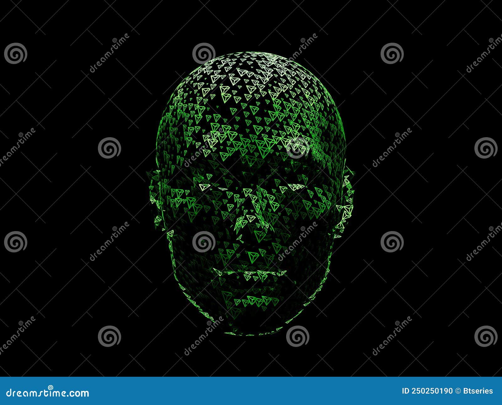 Tron Crypto Face Head Cyborg Abstract Furistic Hologram Technology 3d