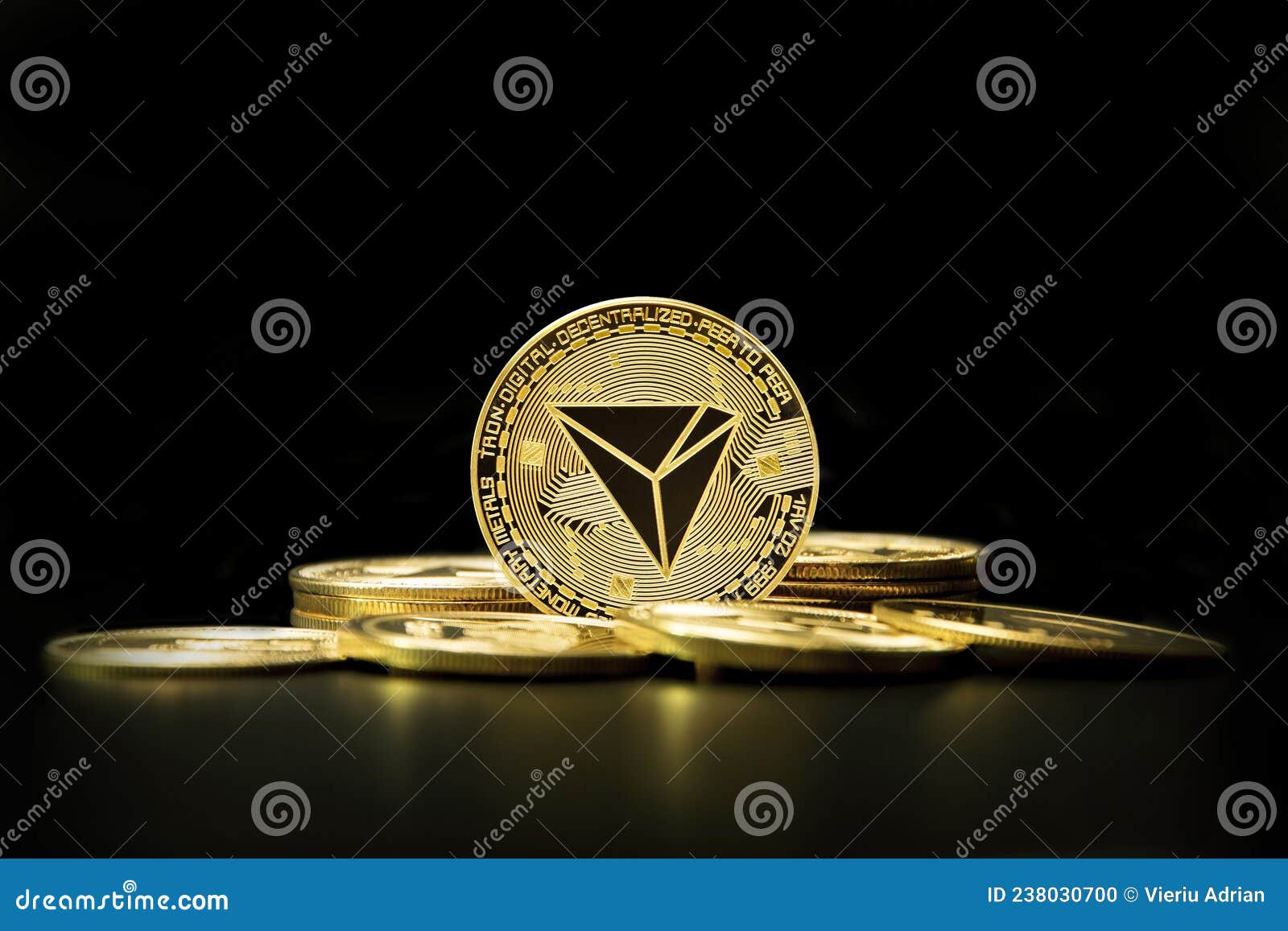 Tron Cryptocurrency Isolated , Gold Coin Future Coin Editorial Image ...