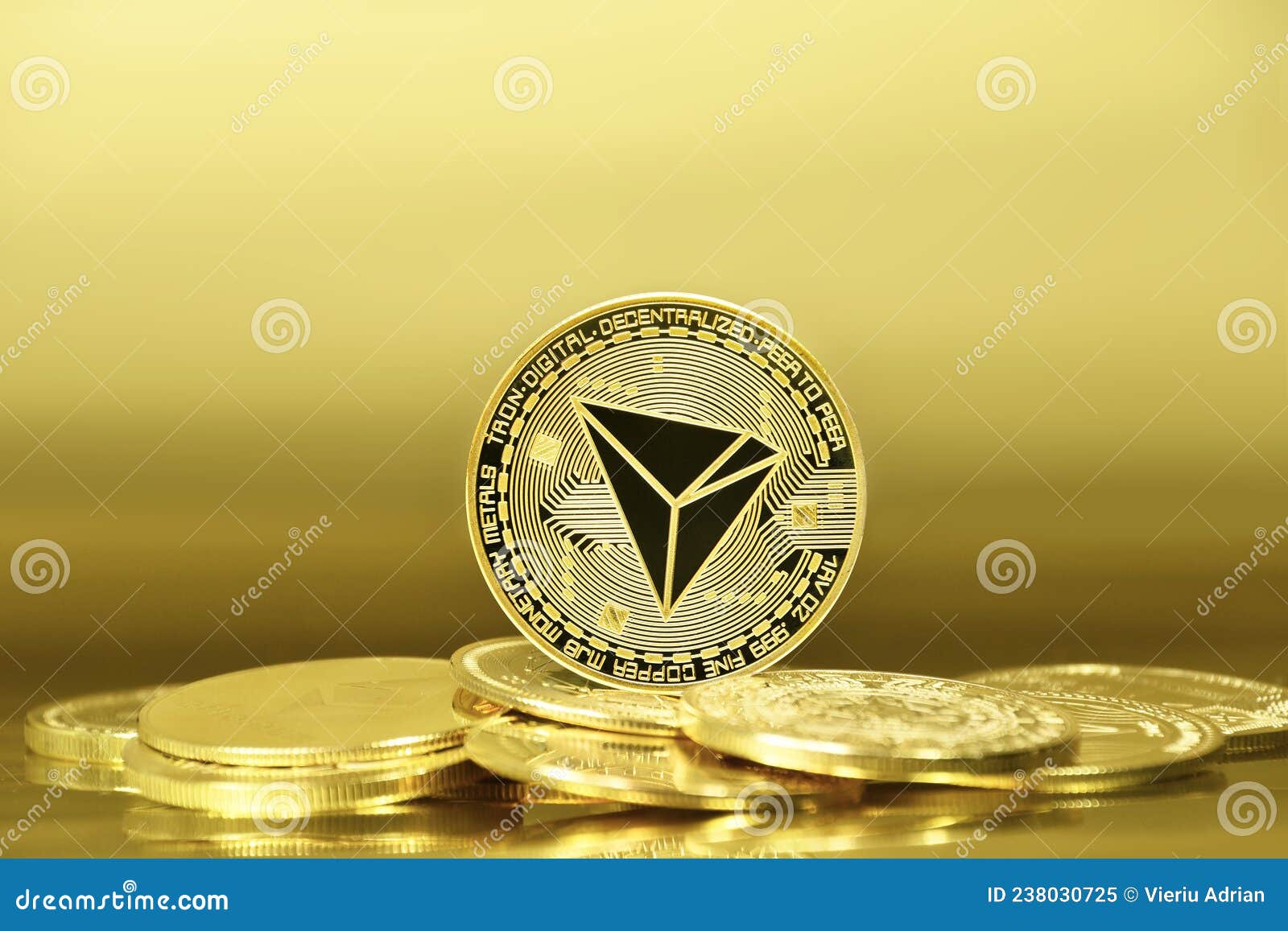 Tron Cryptocurrency Isolated , Gold Coin Future Coin Stock Image ...