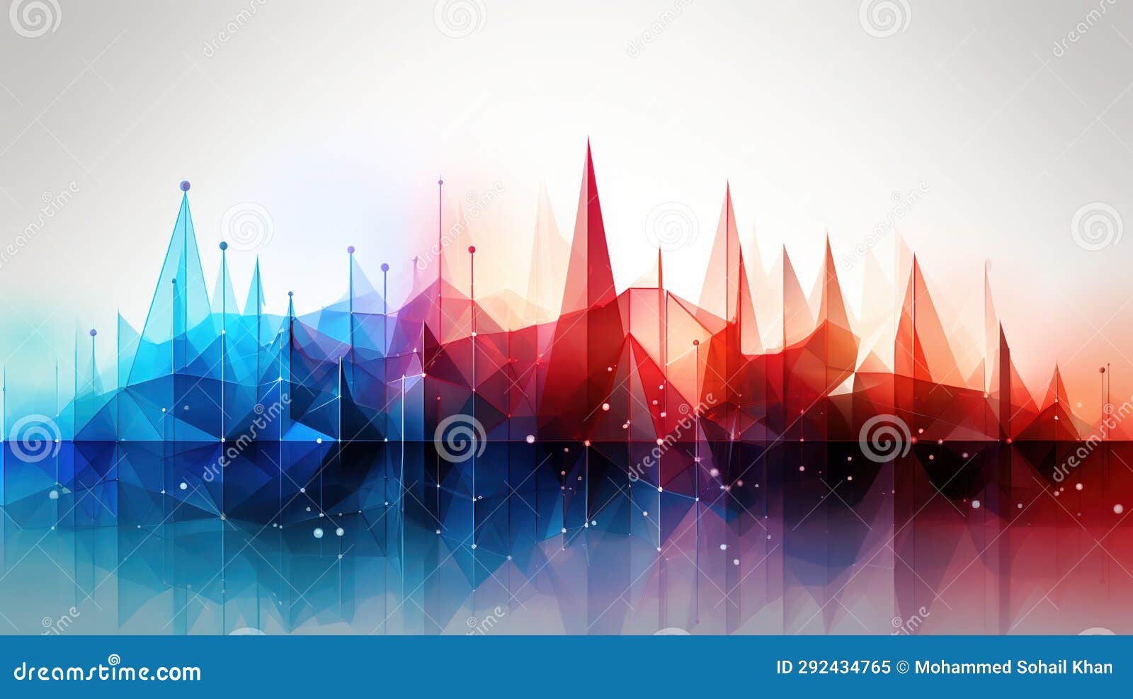 Tron Style Chromatogram with Triangular Peaks Blue Red and Green on a ...