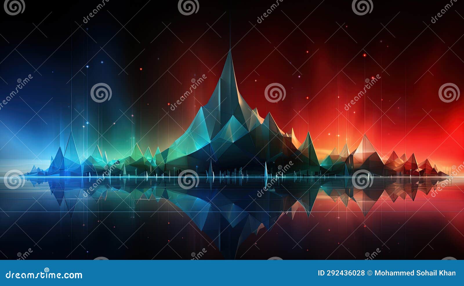 Tron Style Chromatogram with Triangular Peaks Blue Red and Green on a ...