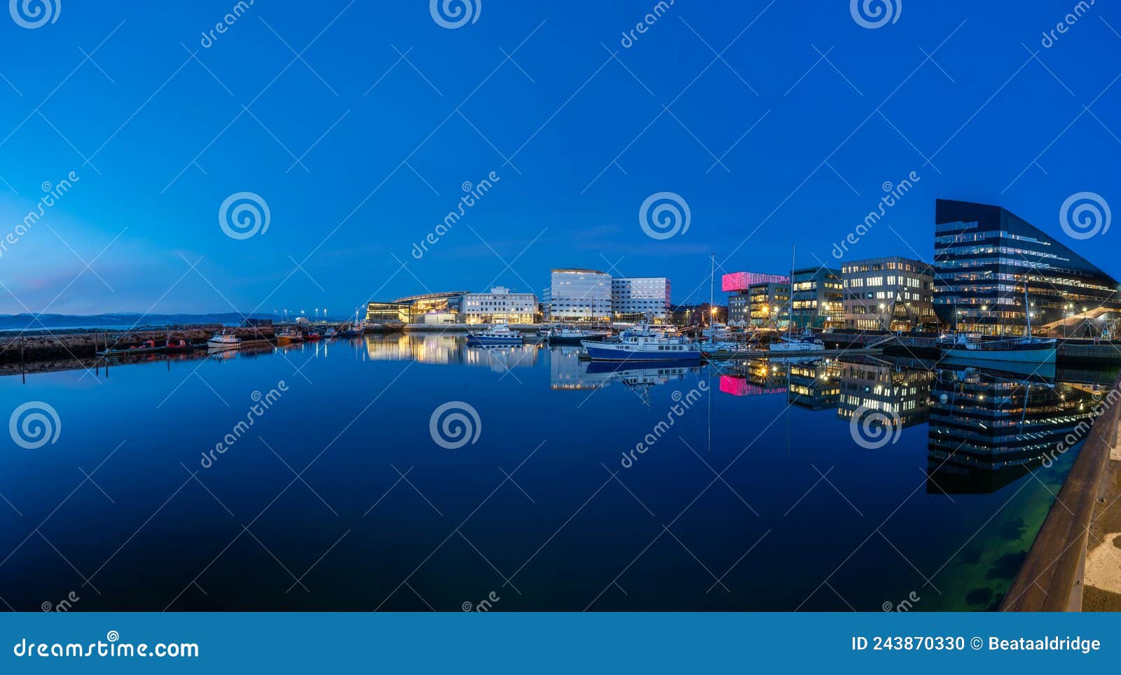 Trondheim harbour stock photo. Image of nidelva, evening - 243870330