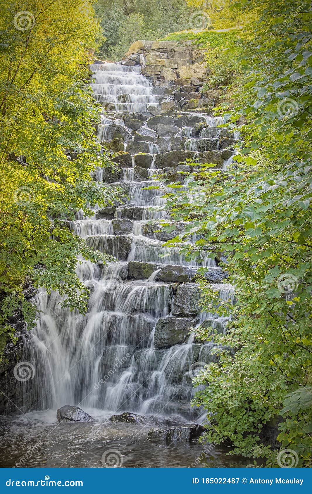 Trondheim Ilabekken Stepped Waterfall Stock Image - Image of plant ...
