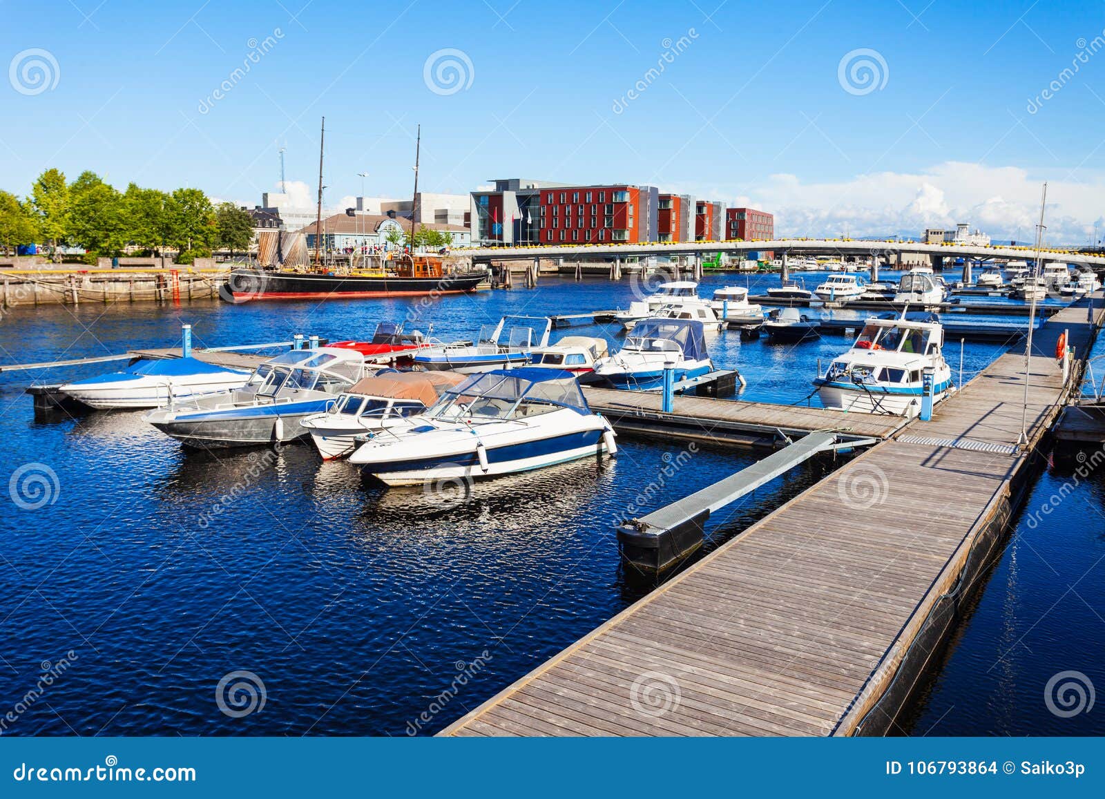 Trondheim pier in Norway stock photo. Image of boat - 106793864
