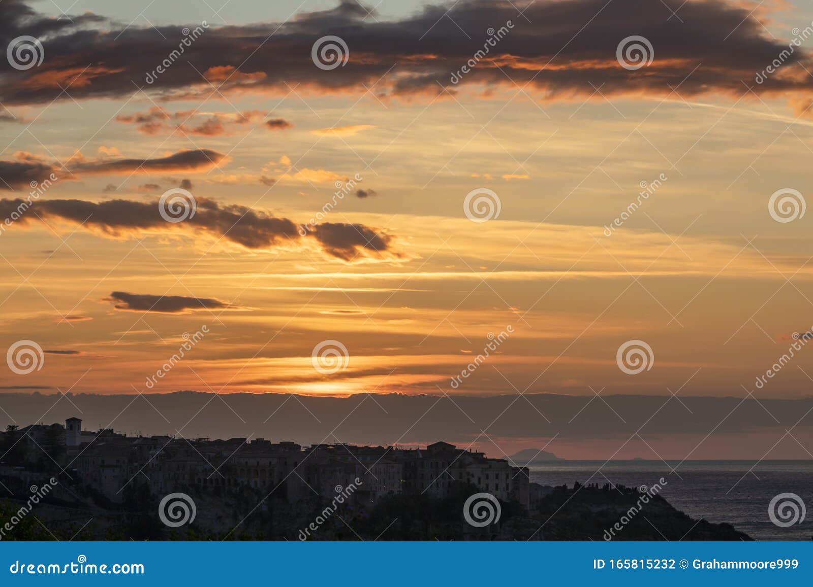 Tropea sunset stock photo. Image of scenic, italy, sunset - 165815232