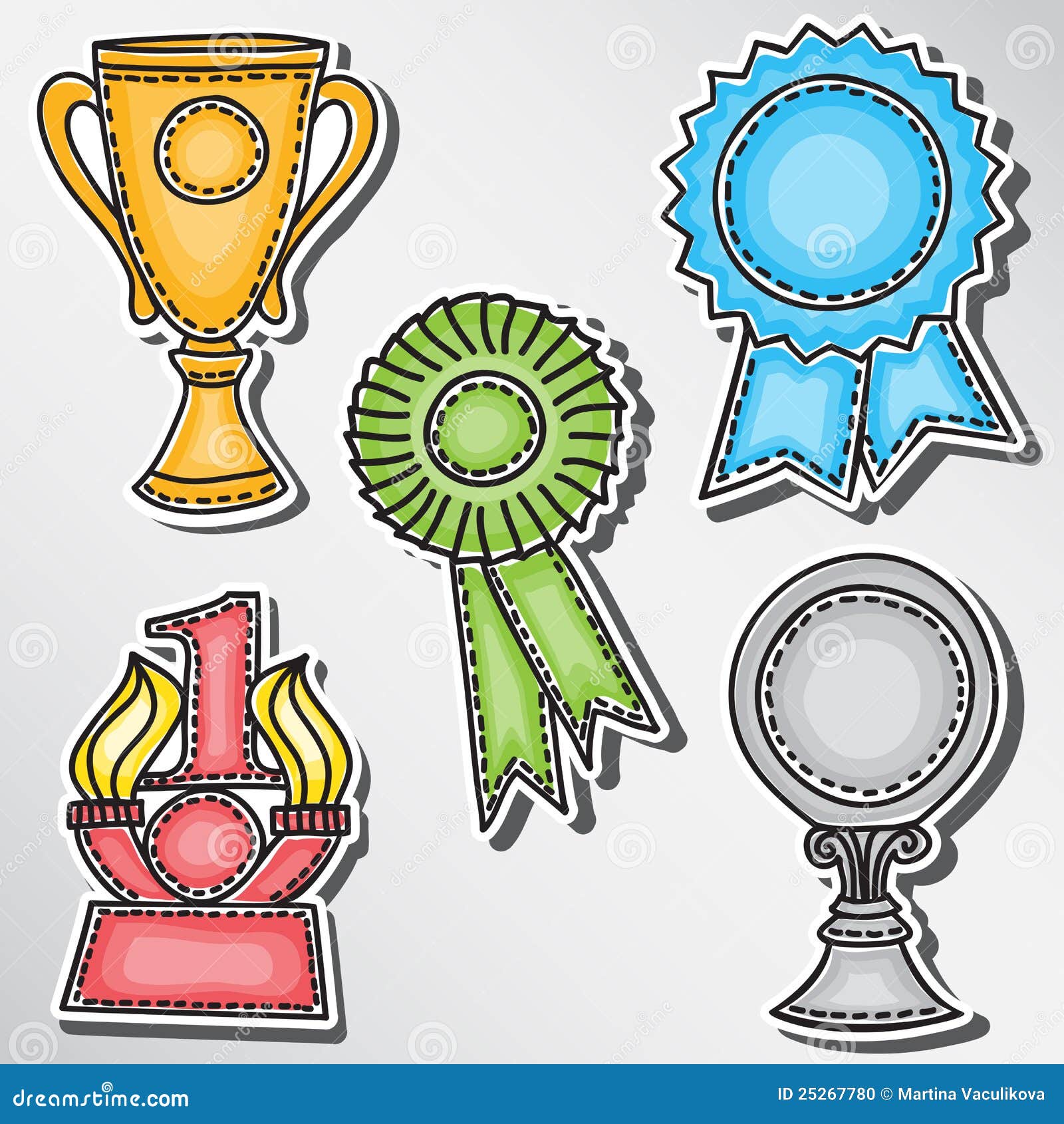 Trophies and Awards Set - Stickers Stock Vector - Illustration of honor ...