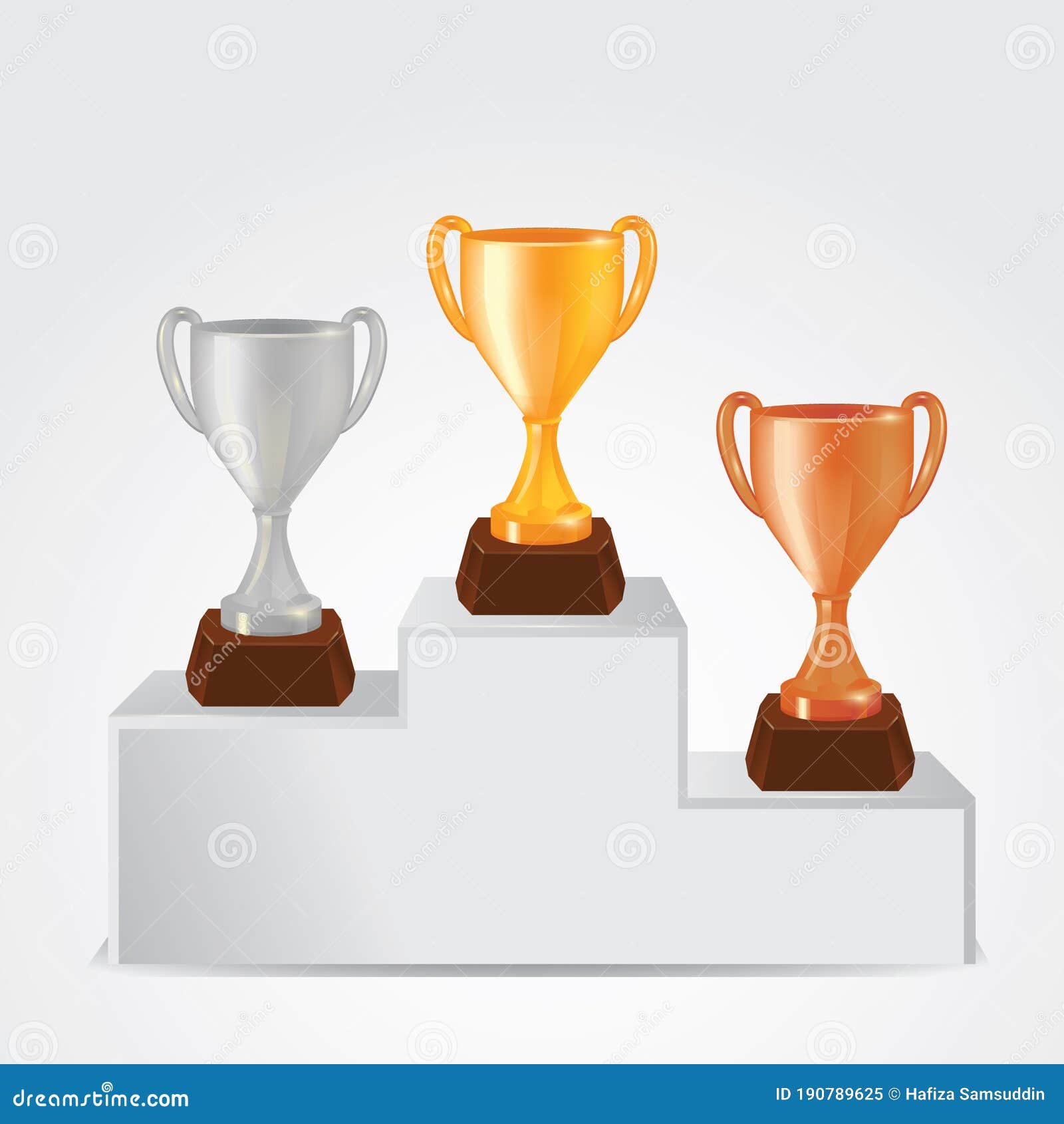 Trophies on Winner Podium. Vector Illustration Decorative Design Stock ...