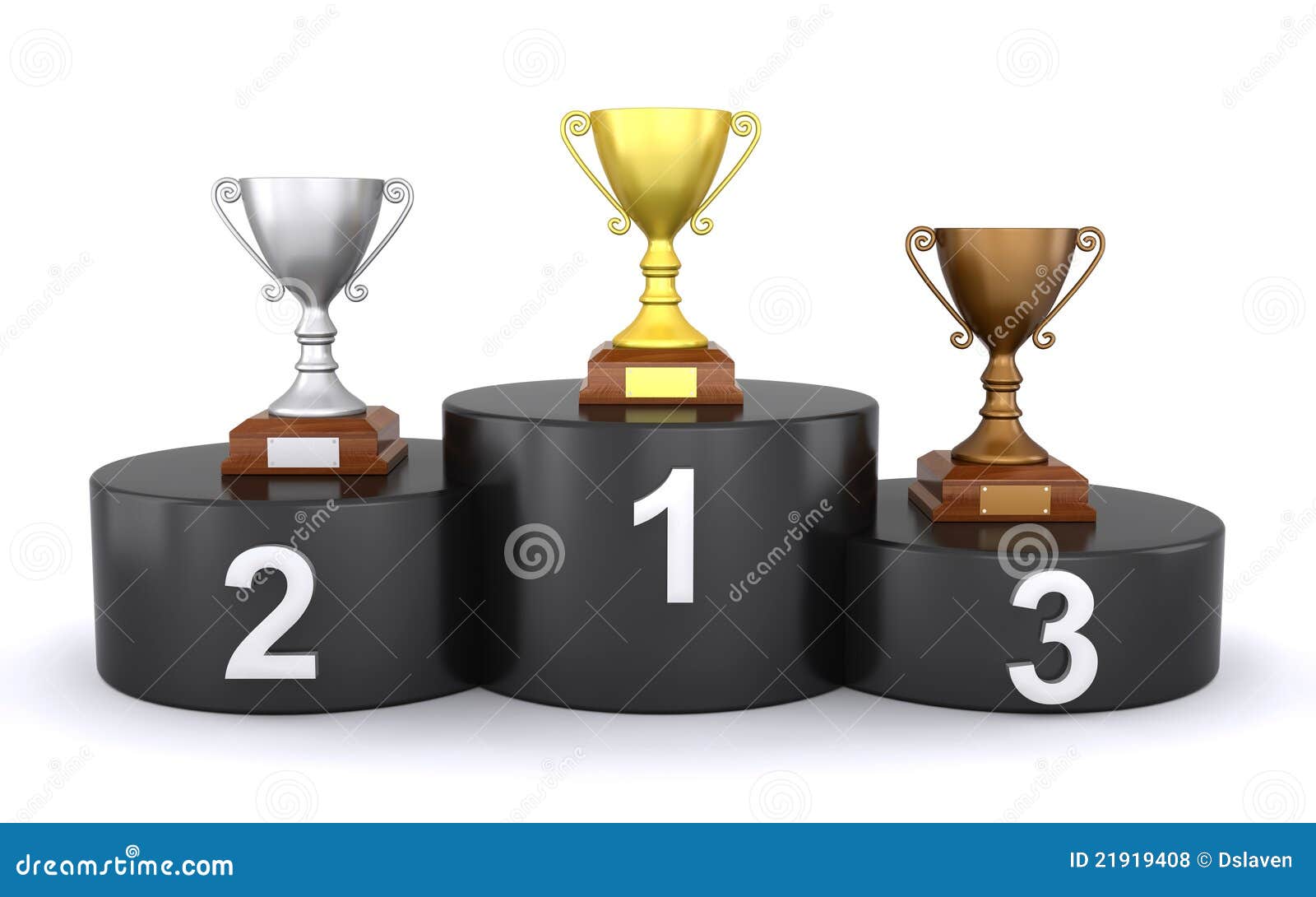 Trophies on the Winner S Podium Stock Illustration - Illustration of ...