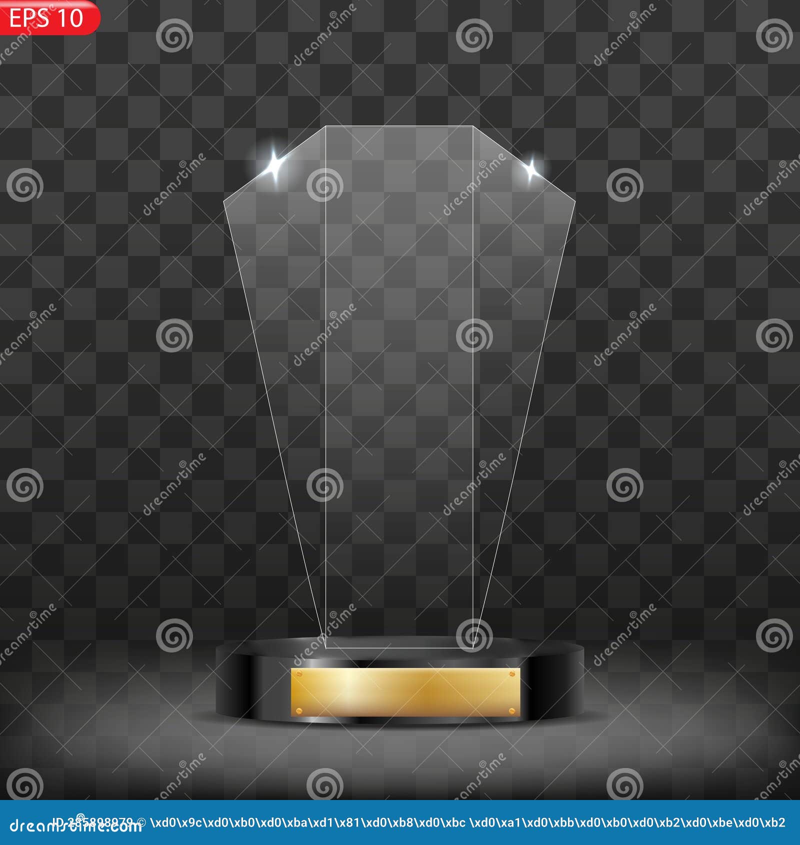 Glass Award Trophy Set. Transparent Prize Template Stock Illustration ...