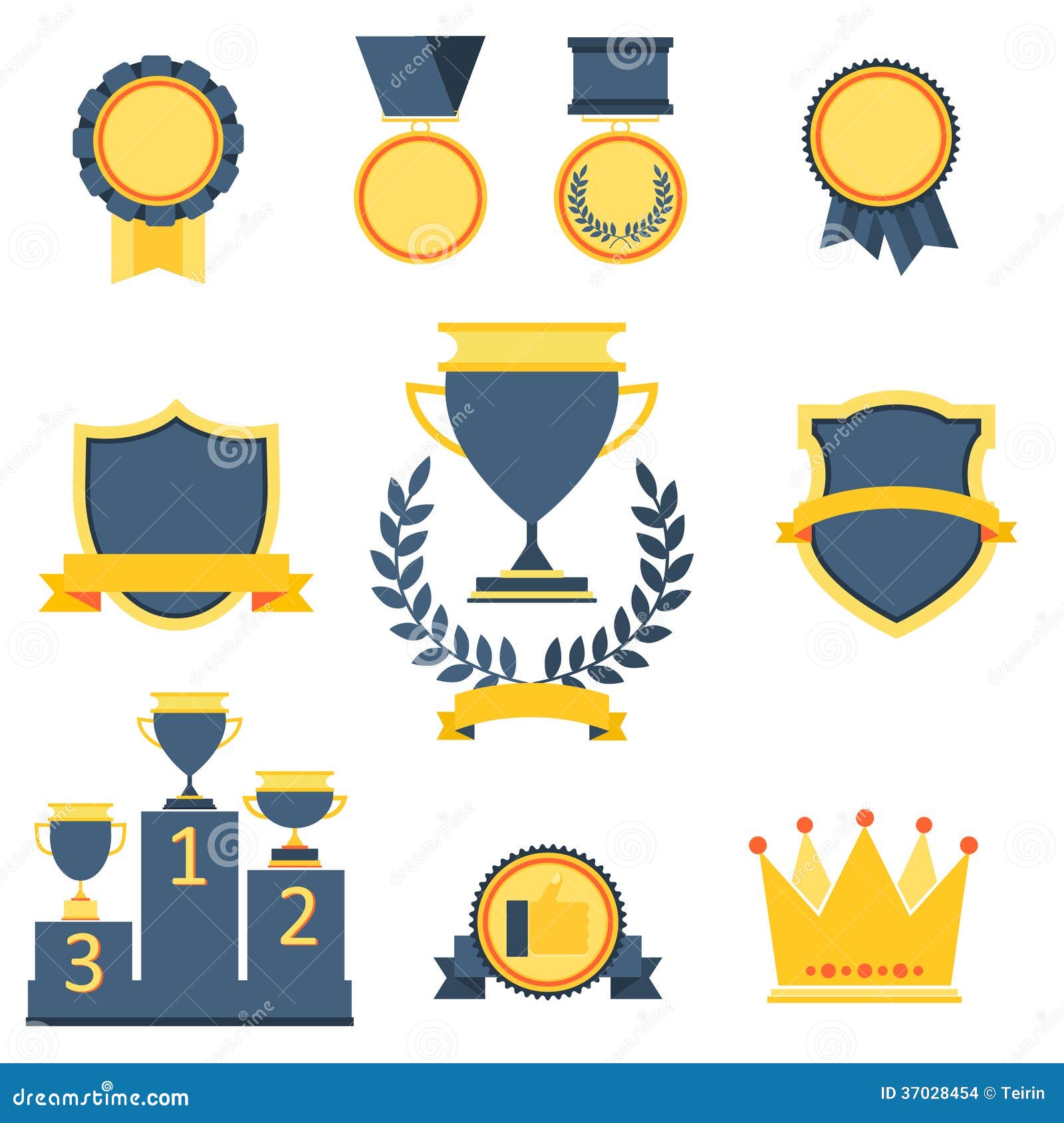 Trophy and Awards Icons Set Stock Vector - Illustration of achievement ...