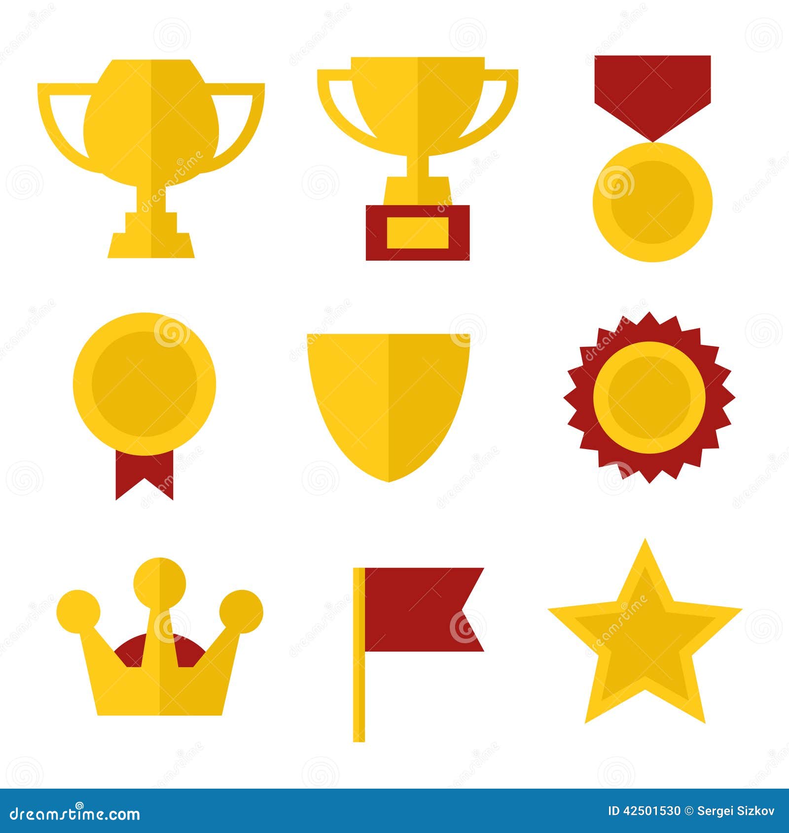 Trophy and Awards Icons Set in Flat Design Style. Stock Vector ...