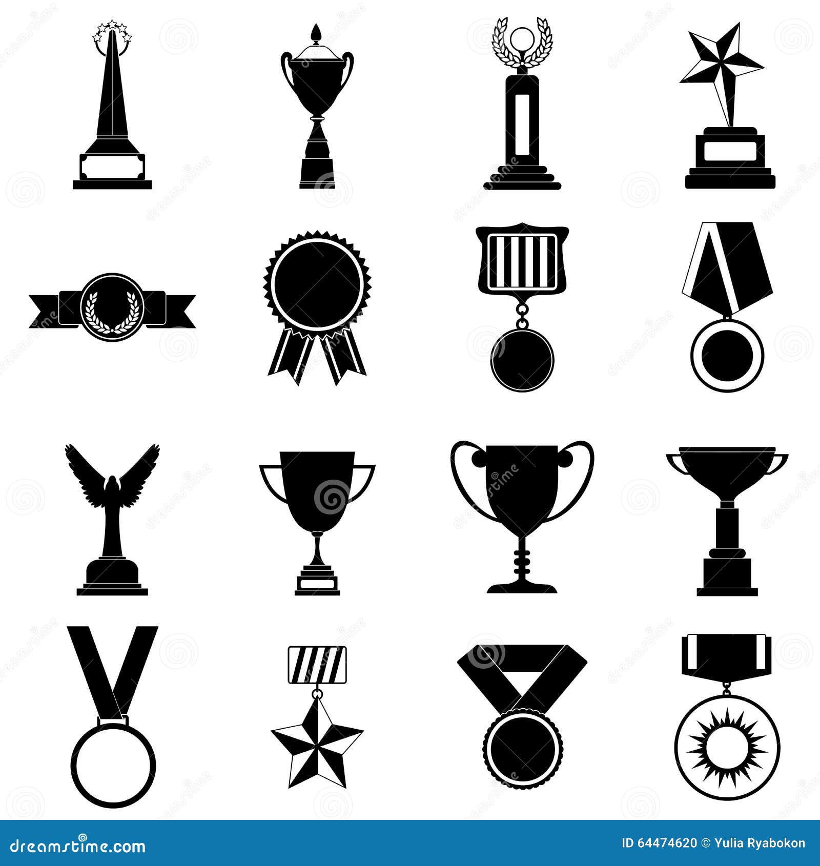 Trophy and Awards Simple Icons Set Stock Vector - Illustration of ...