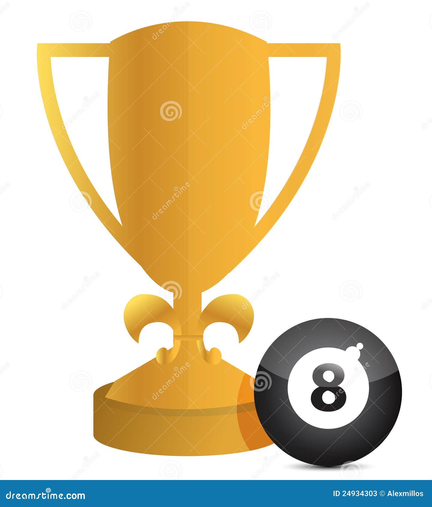 Trophy and Billiards Ball Illustration Stock Vector - Illustration of ...