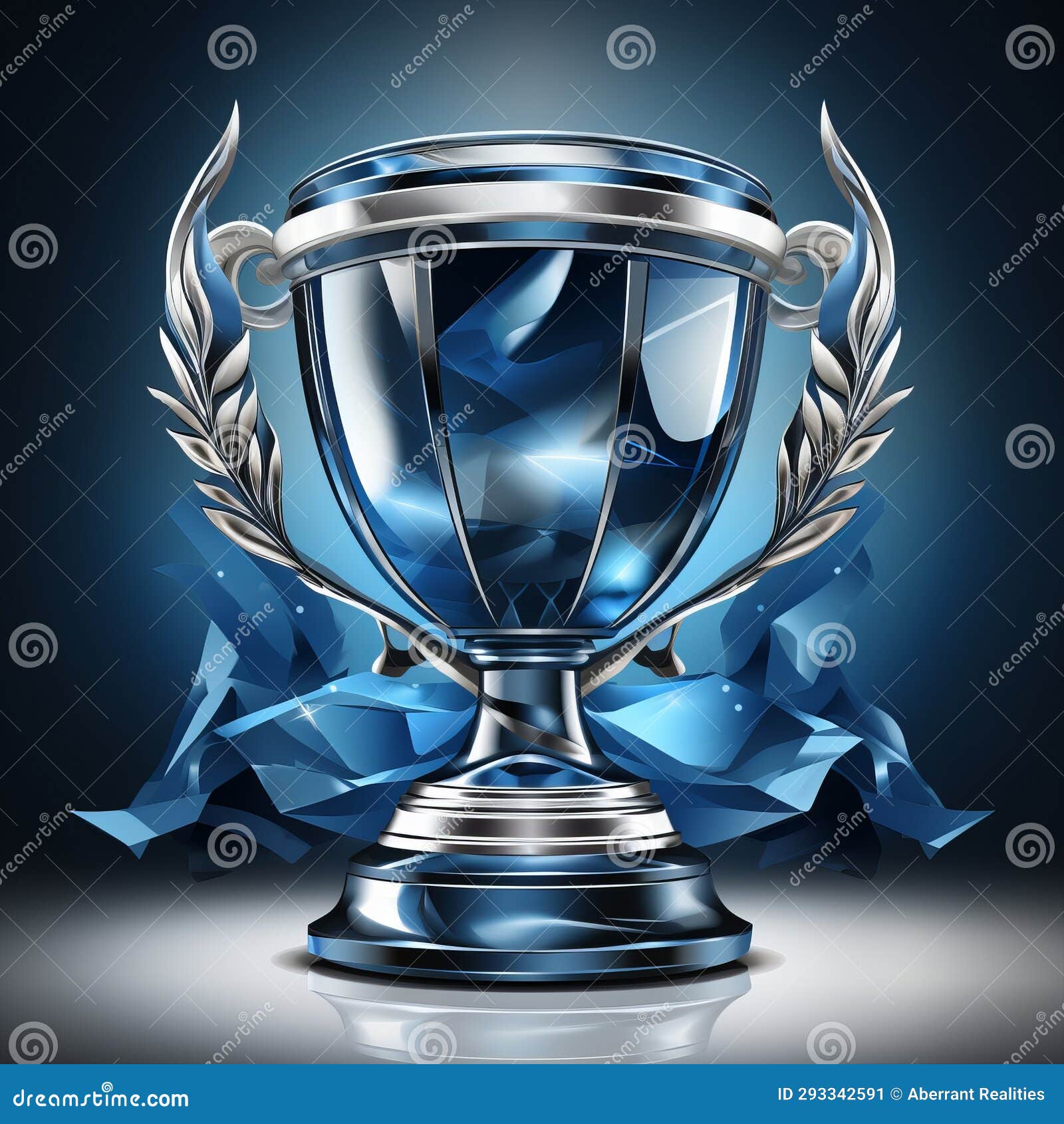 A Trophy on a Blue Background with Silver Accents Stock Illustration ...
