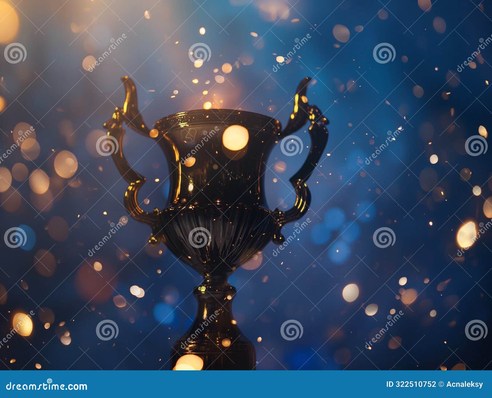 Trophy with a Blue Background and Sparkling Gold, Winning Symbol Stock ...