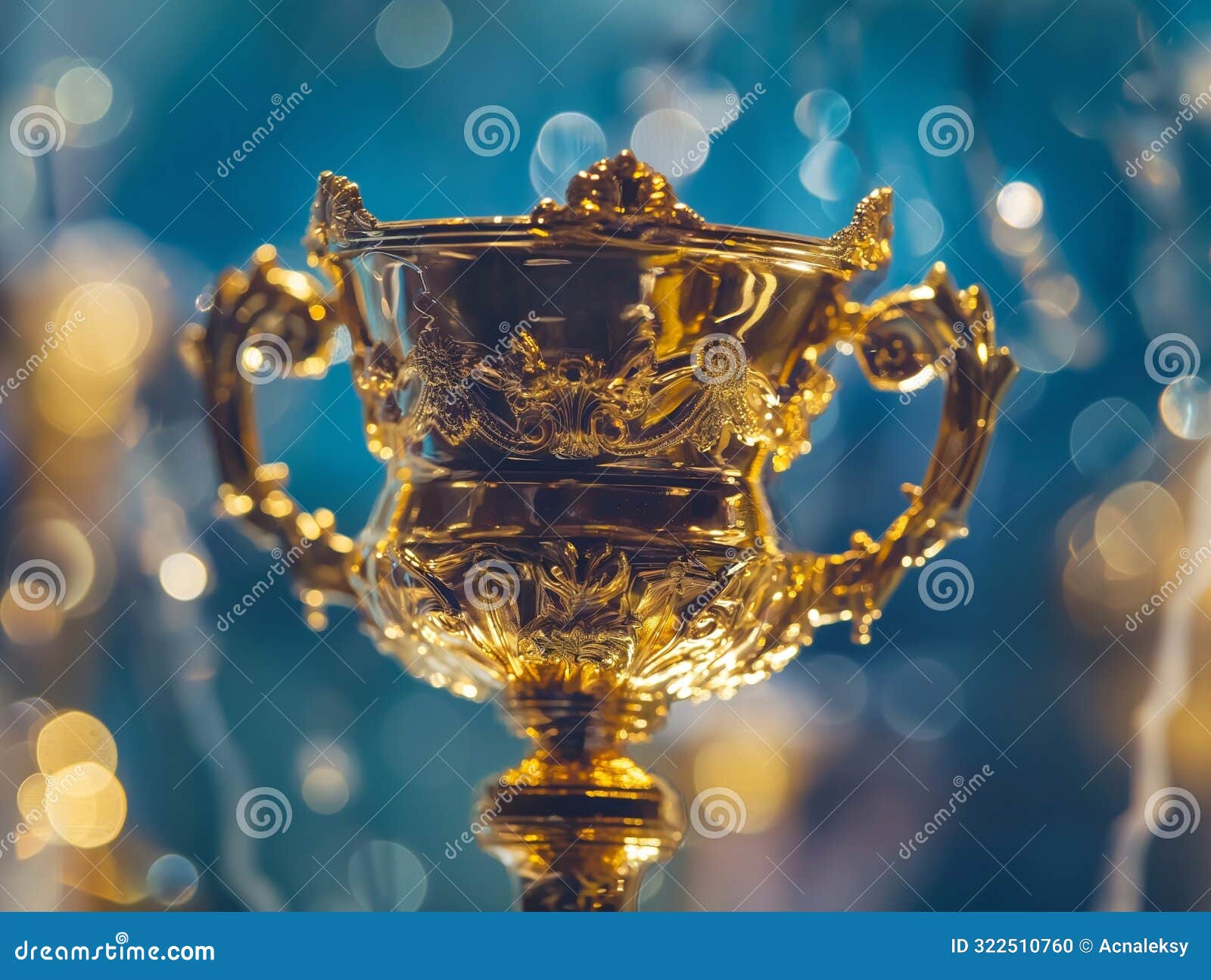 Trophy with a Blue Background and Sparkling Gold, Winning Symbol Stock ...