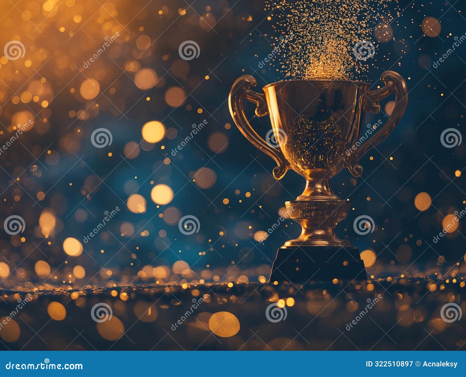 Trophy with a Blue Background and Sparkling Gold, Winning Symbol Stock ...