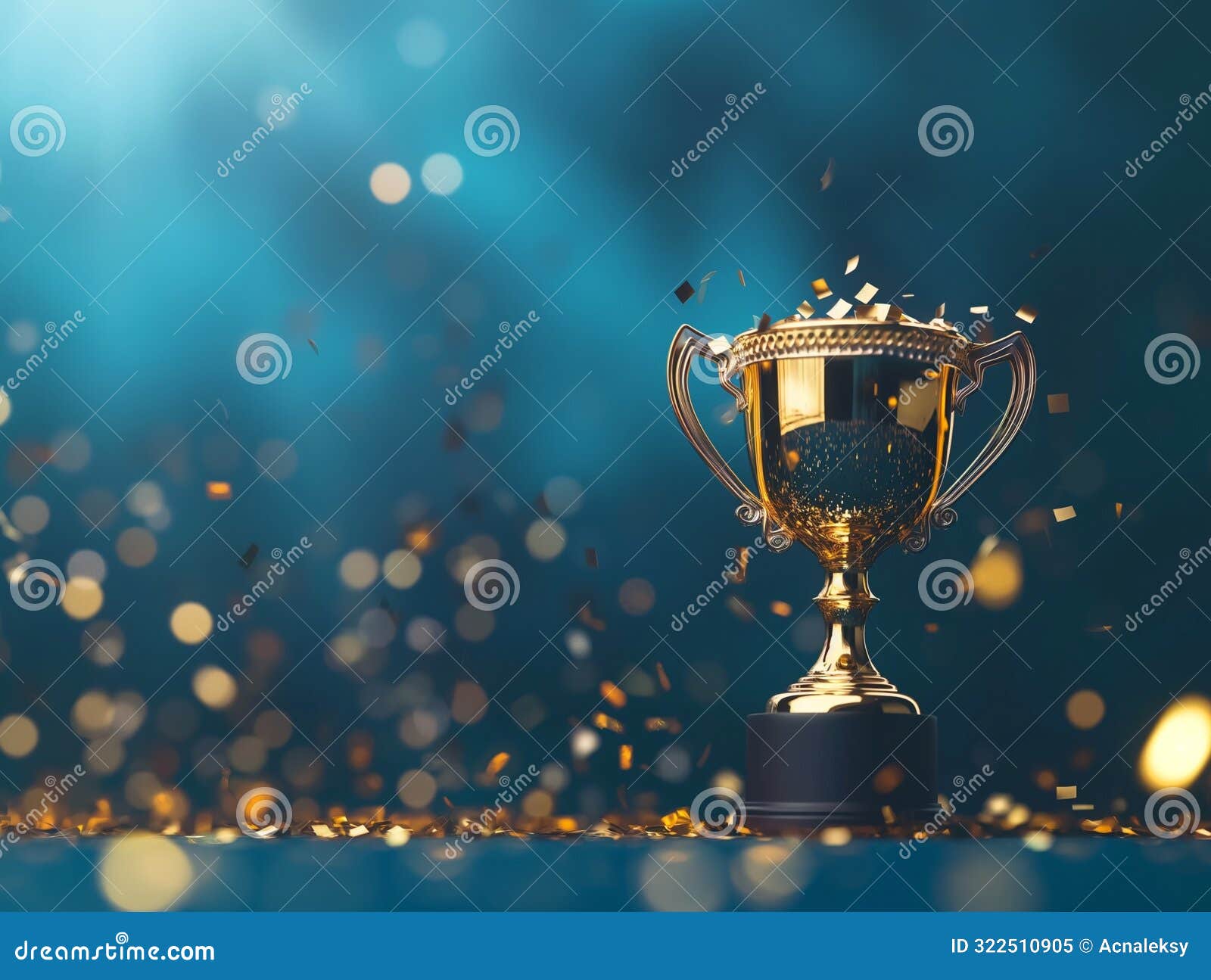 Trophy with a Blue Background and Sparkling Gold, Winning Symbol Stock ...