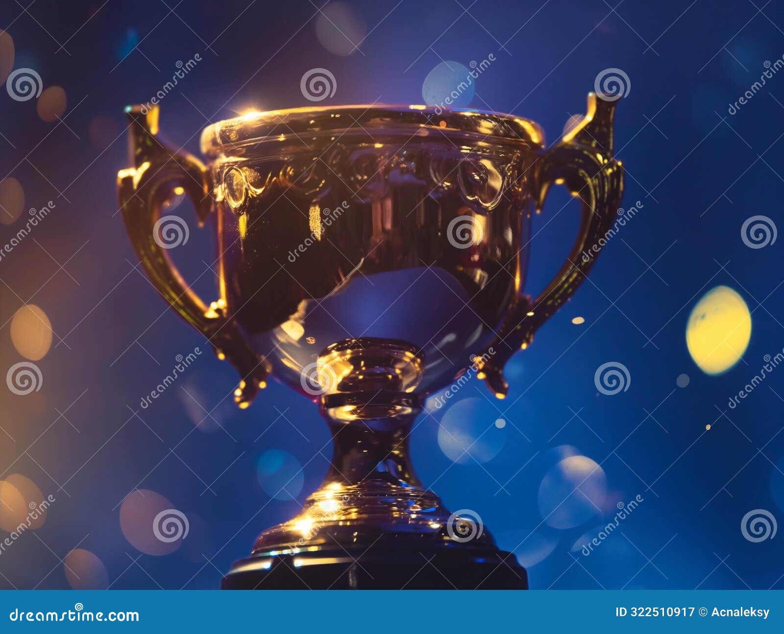 Trophy with a Blue Background and Sparkling Gold, Winning Symbol Stock ...