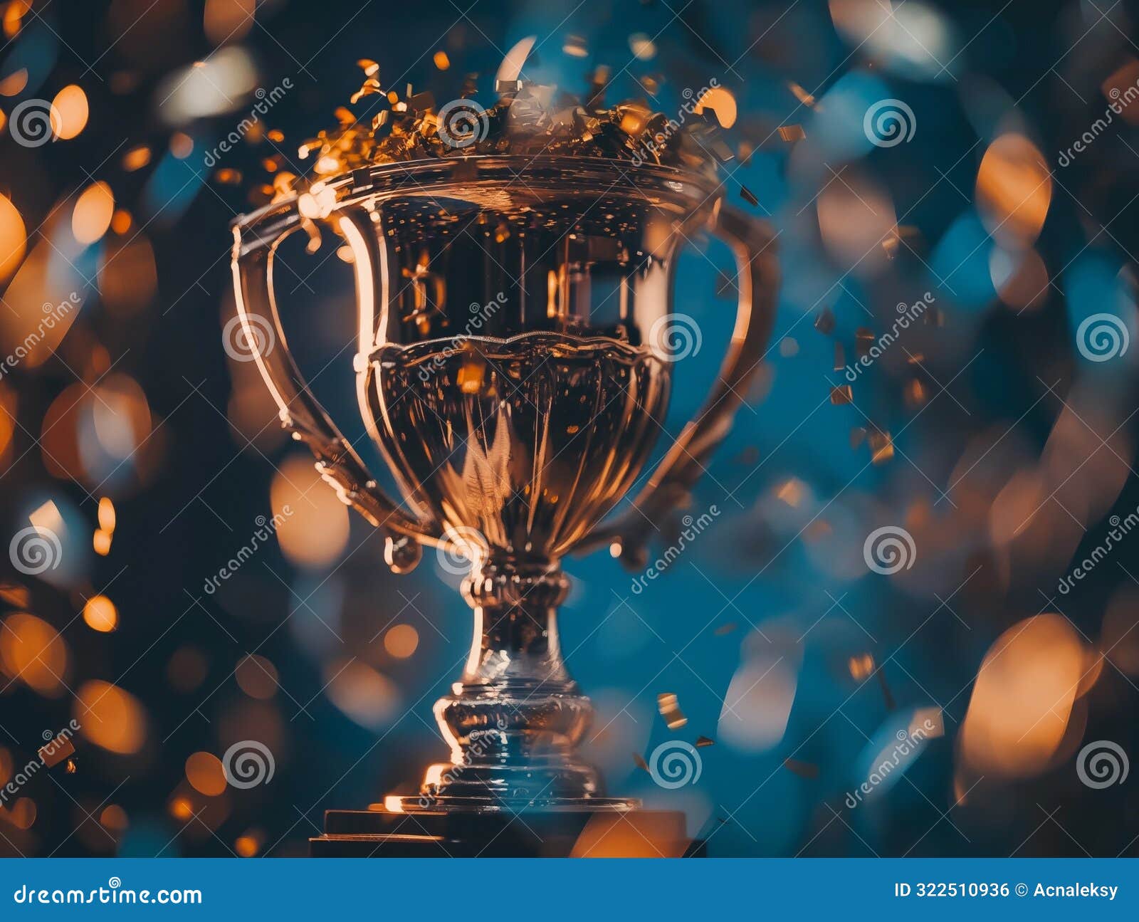 Trophy with a Blue Background and Sparkling Gold, Winning Symbol Stock ...
