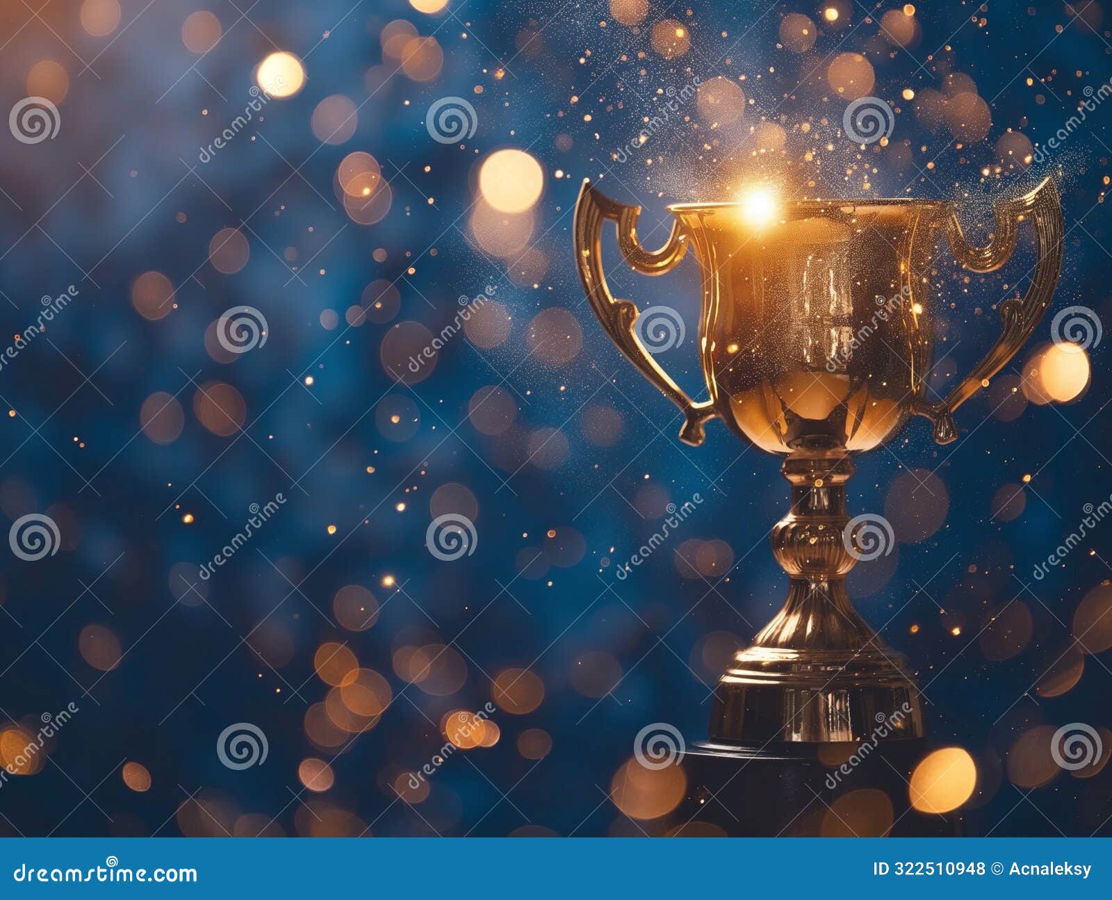 Trophy with a Blue Background and Sparkling Gold, Winning Symbol Stock ...