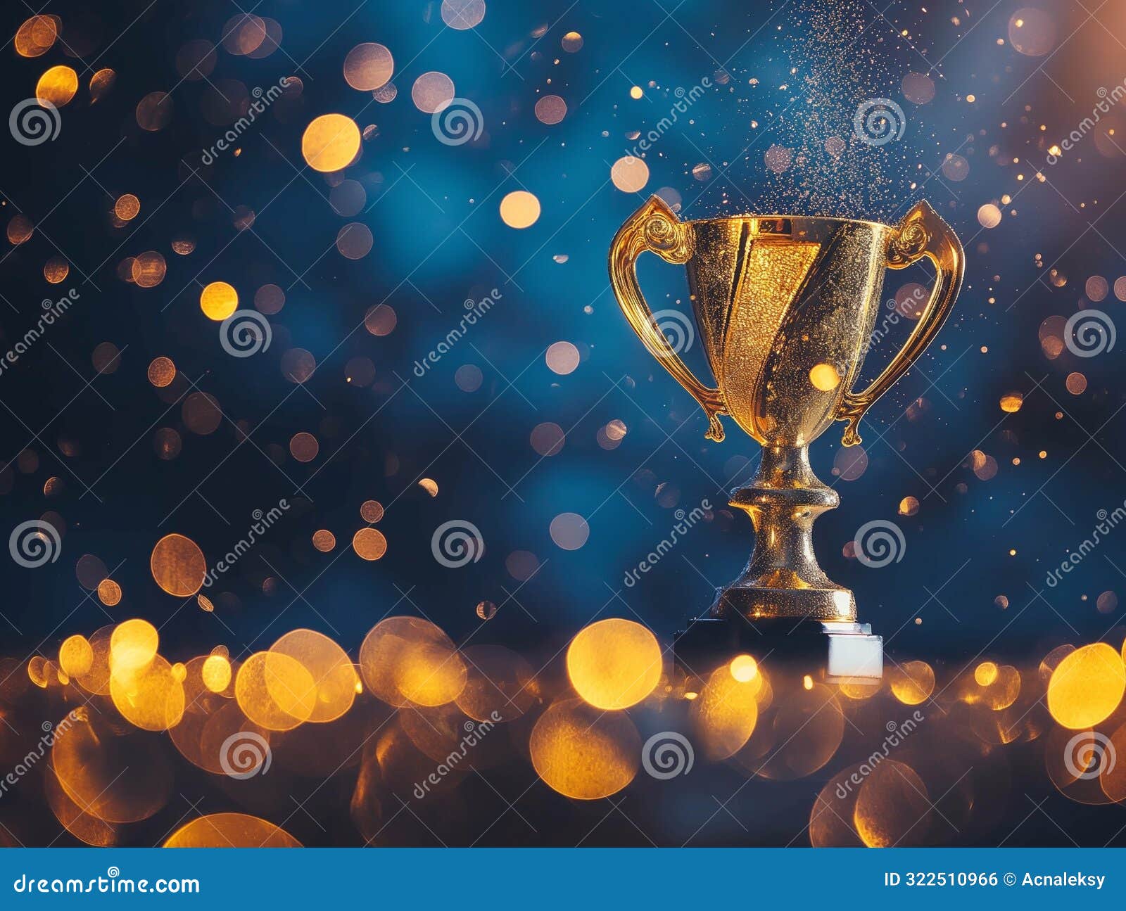 Trophy with a Blue Background and Sparkling Gold, Winning Symbol Stock ...