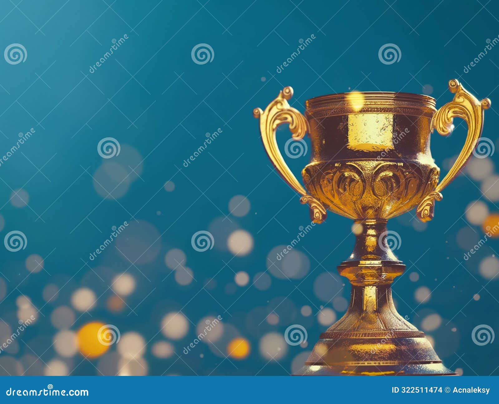 Trophy with a Blue Background and Sparkling Gold, Winning Symbol Stock ...