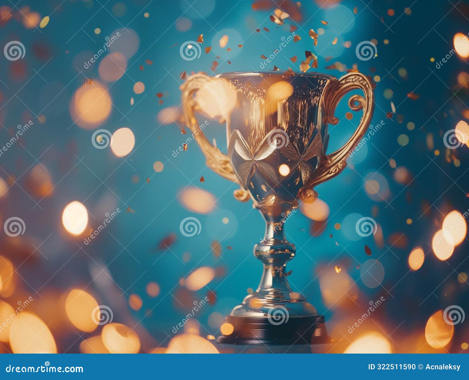 Trophy with a Blue Background and Sparkling Gold, Winning Symbol Stock ...