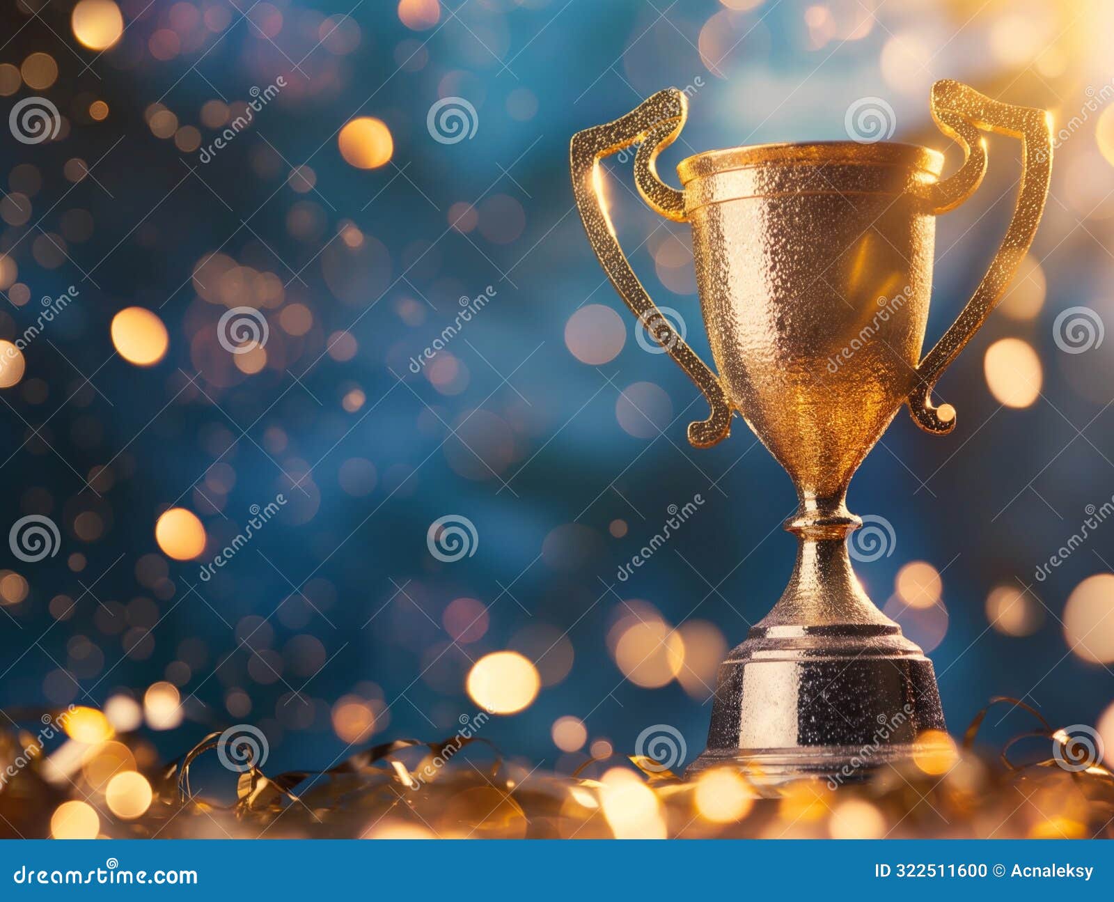 Trophy with a Blue Background and Sparkling Gold, Winning Symbol Stock ...