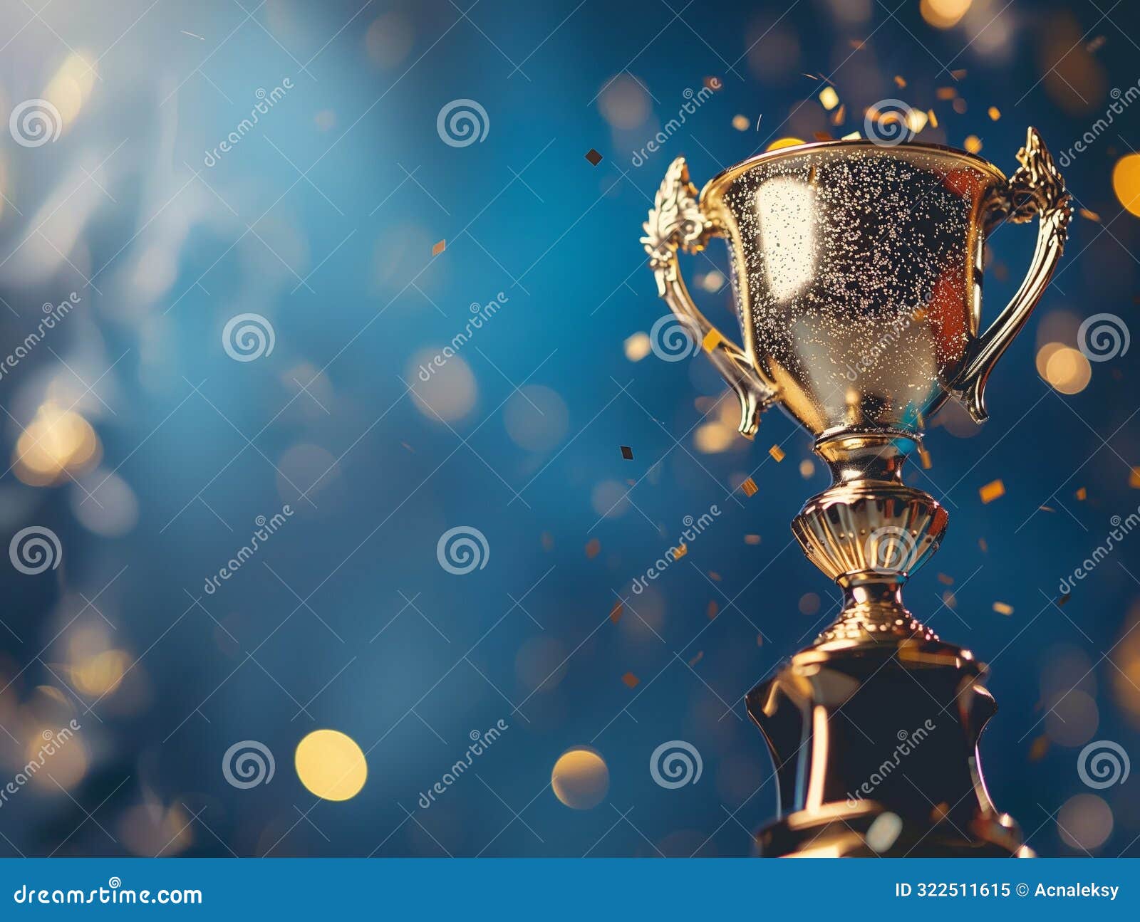 Trophy with a Blue Background and Sparkling Gold, Winning Symbol Stock ...