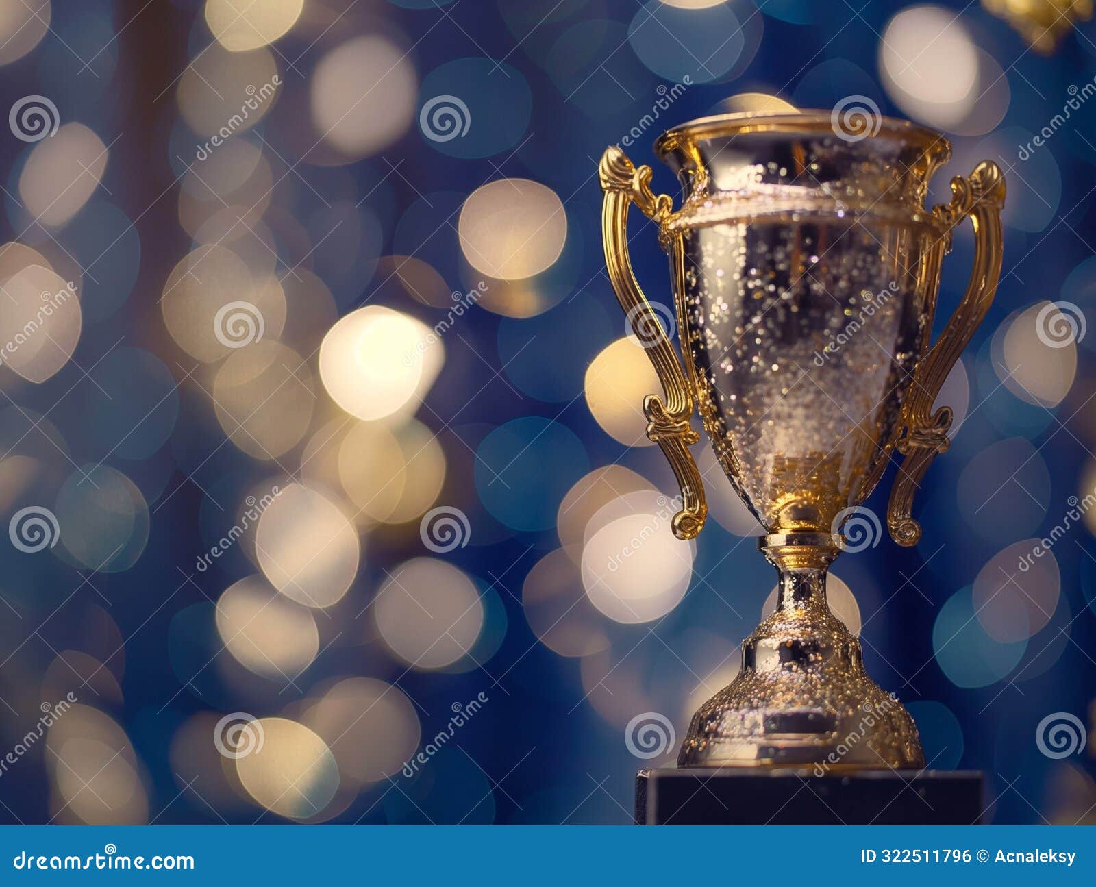 Trophy with a Blue Background and Sparkling Gold, Winning Symbol Stock ...