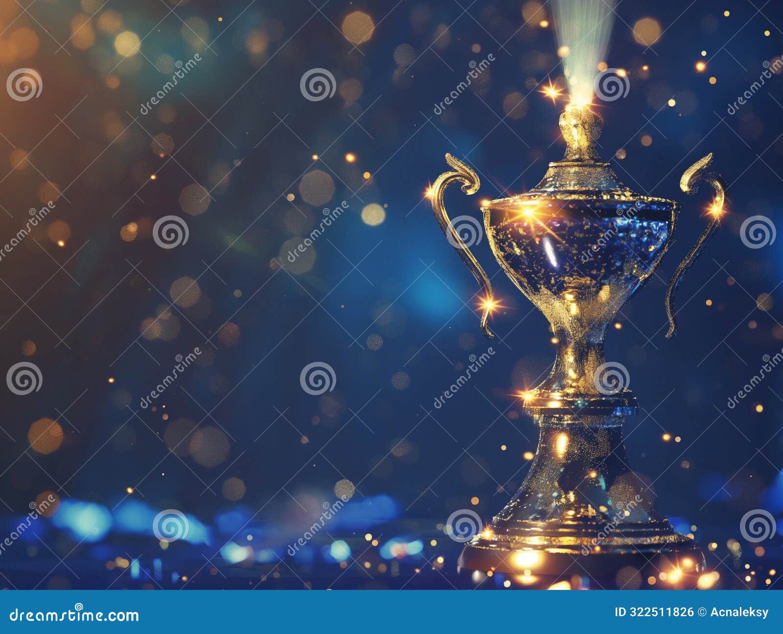 Trophy with a Blue Background and Sparkling Gold, Winning Symbol Stock ...