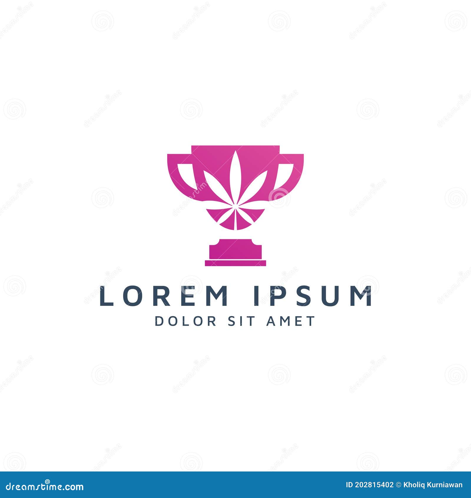 Trophy and Cannabis Negative Space Logo Design Stock Vector ...