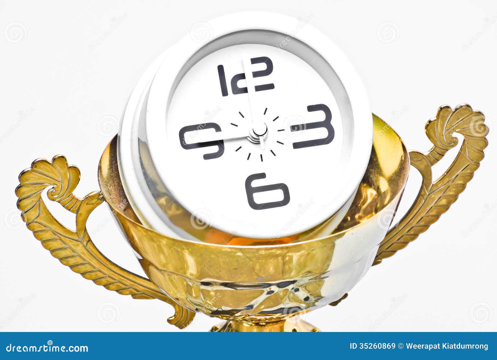A trophy with a clock stock image. Image of sucess, clock - 35260869