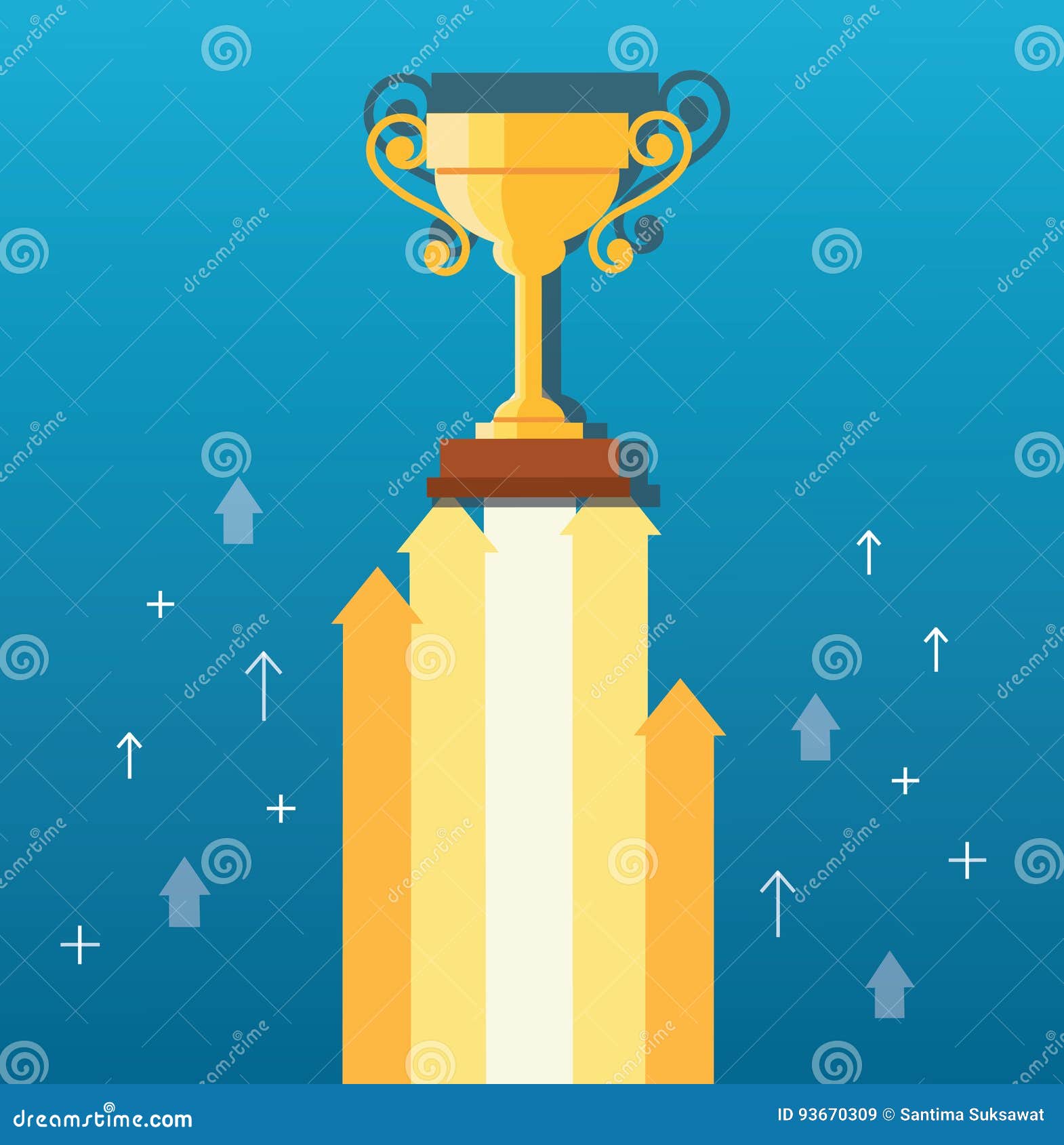 Trophy on Cloud, Start Up Business Concept Illustration Stock Vector ...