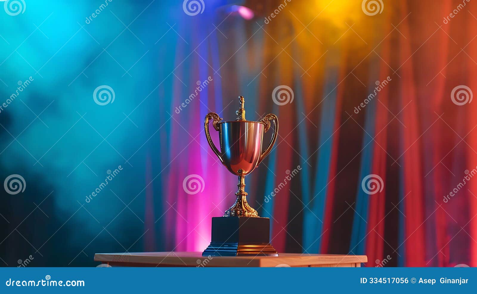 Trophy with Colorful Stage Background Stock Illustration - Illustration ...