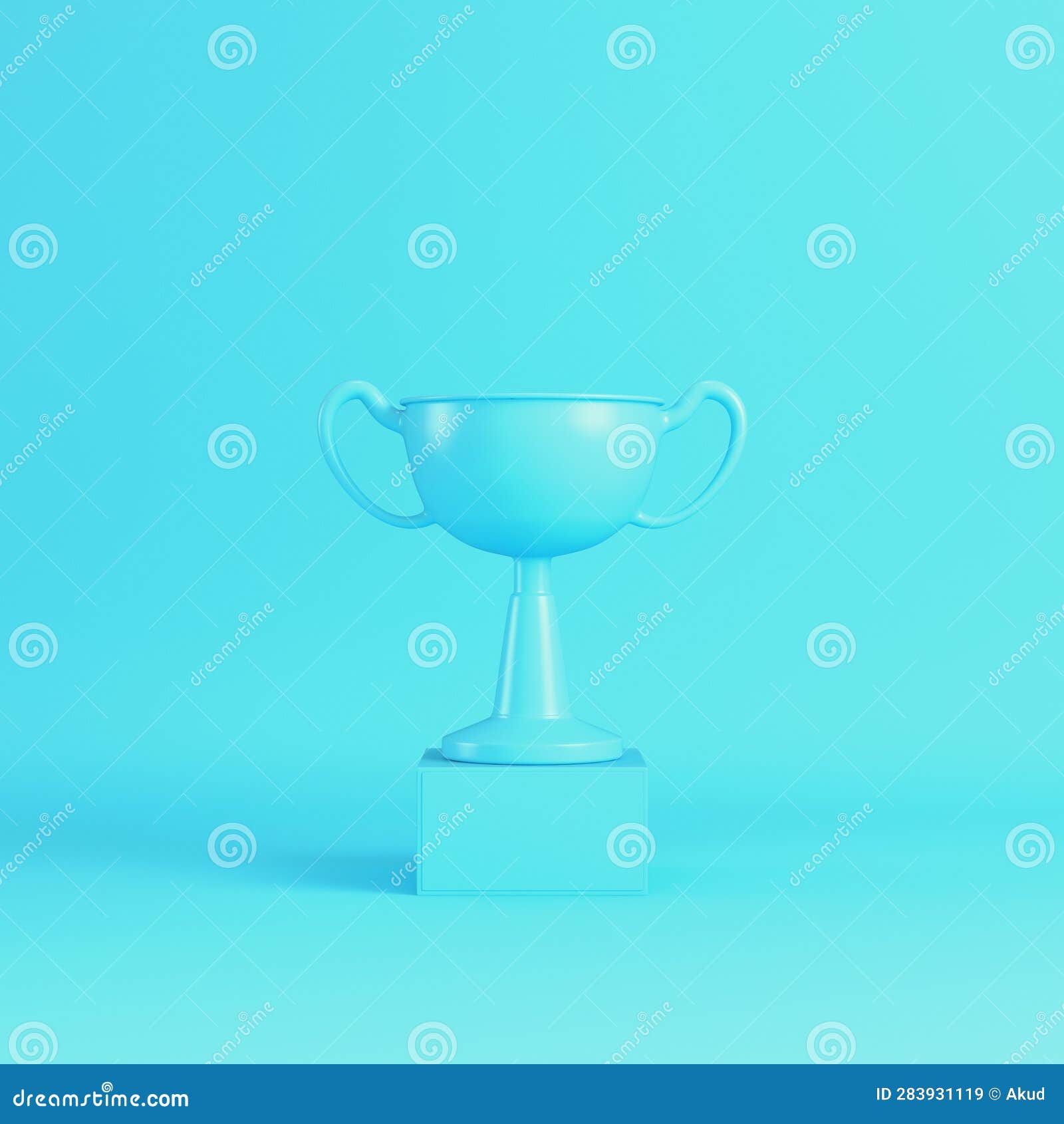 Trophy Cup Bright Blue Background in Pastel Colors. Minimalism Concept ...