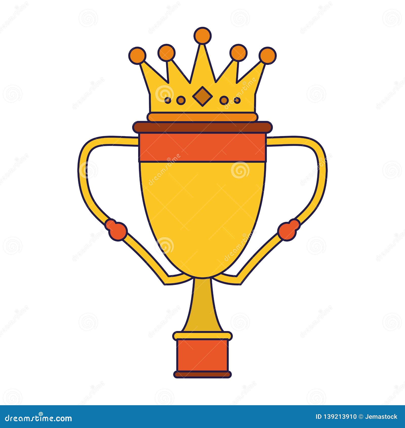 Trophy cup with crown stock vector. Illustration of symbol - 139213910
