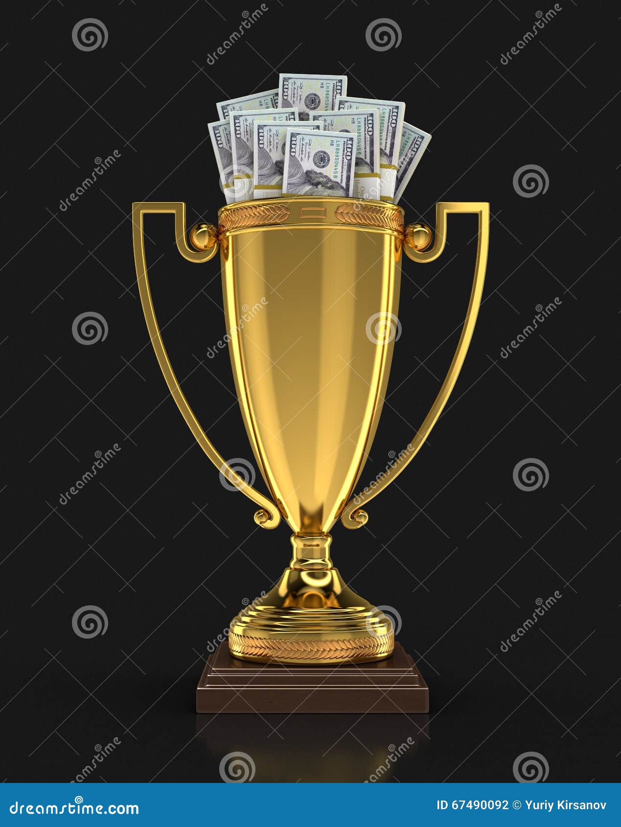 Trophy Cup with dollars stock illustration. Illustration of dollar ...