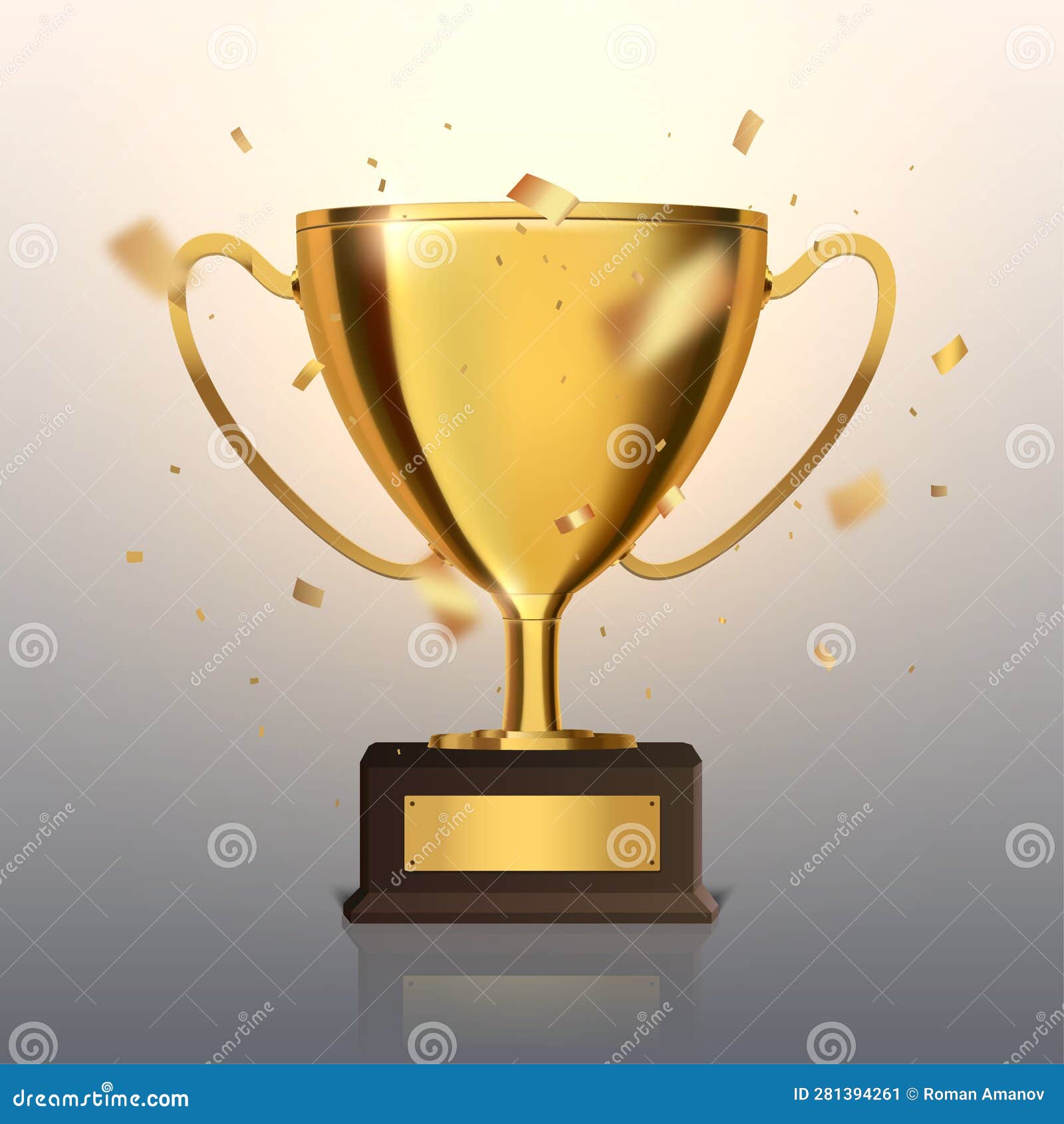 Trophy Cup with Gold Confetti. Gold Prize Stock Vector - Illustration ...