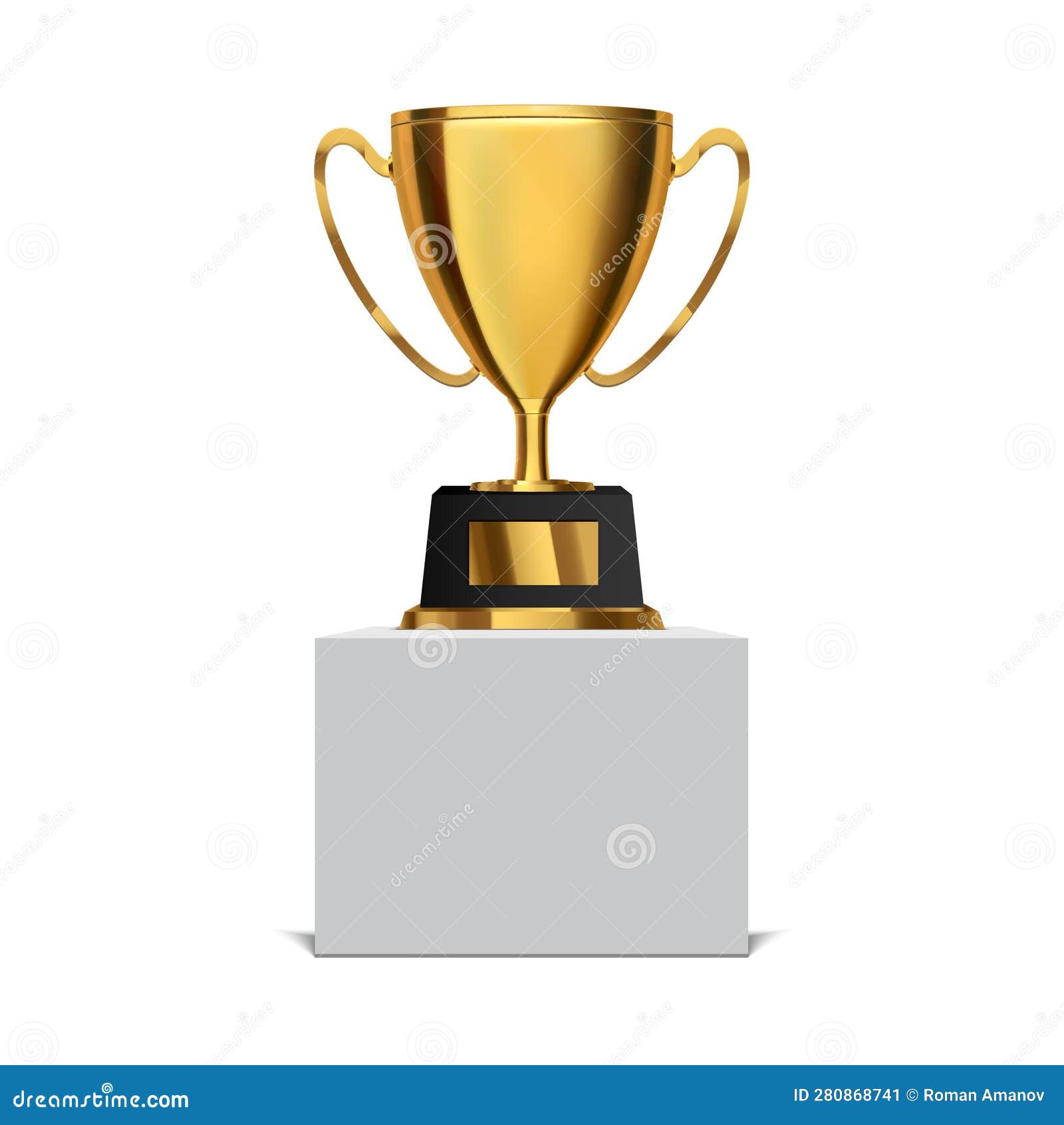 Trophy Cup. Gold Prize on White Podium Stock Vector - Illustration of ...