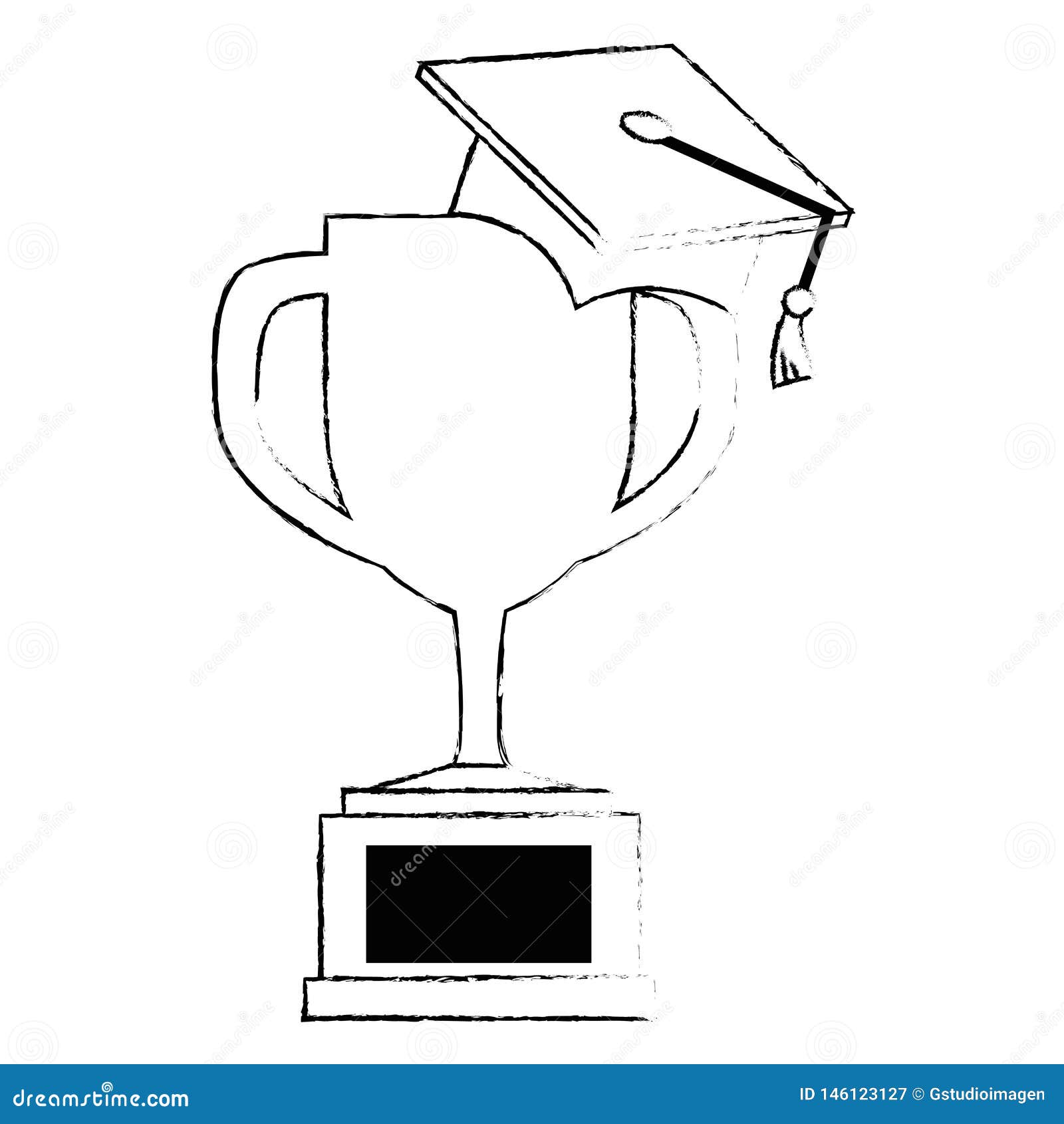 Trophy Cup with Graduation Hat Stock Illustration - Illustration of ...
