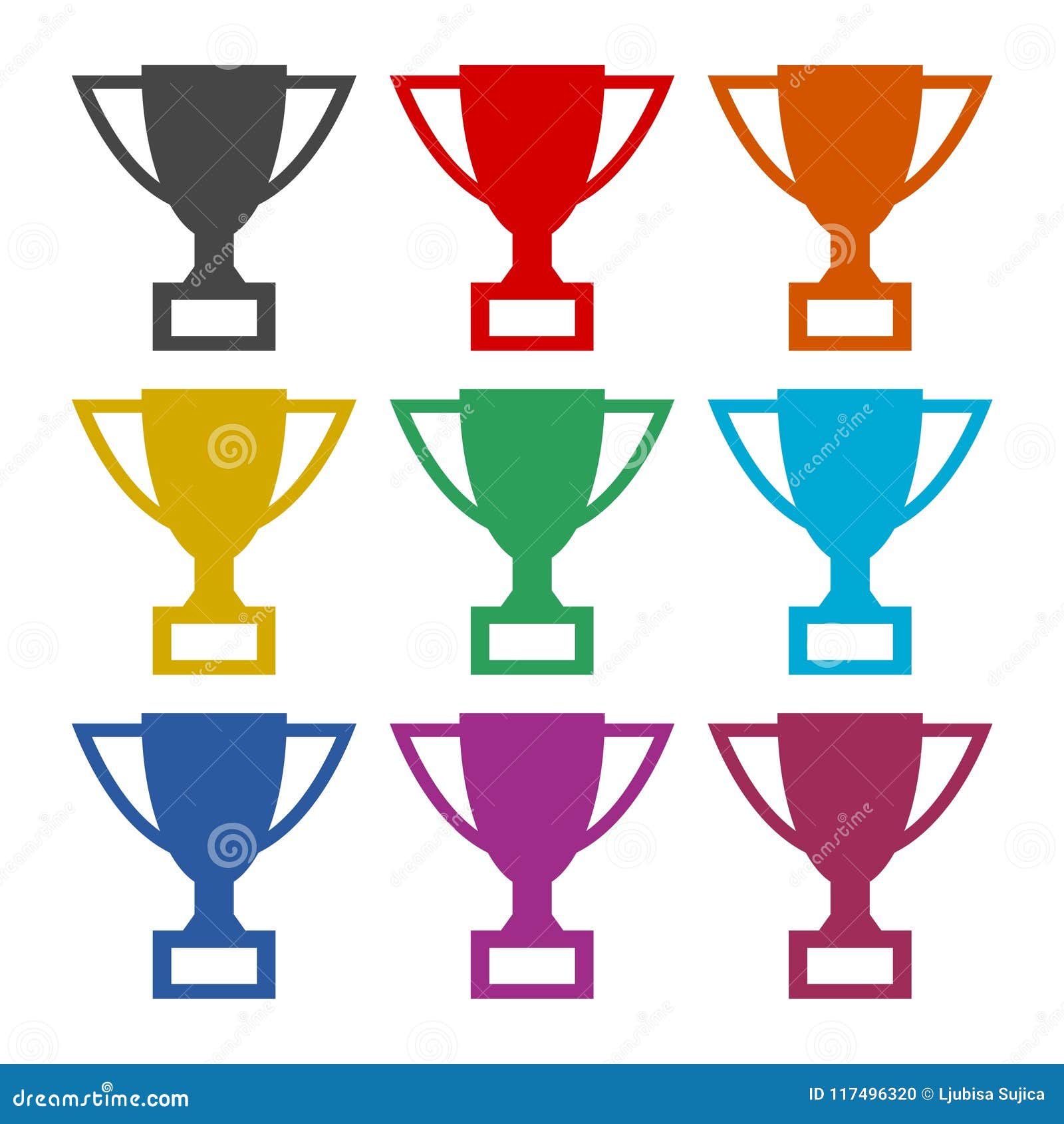 Trophy Cup Icon, Color Icons Set Stock Vector - Illustration of award ...