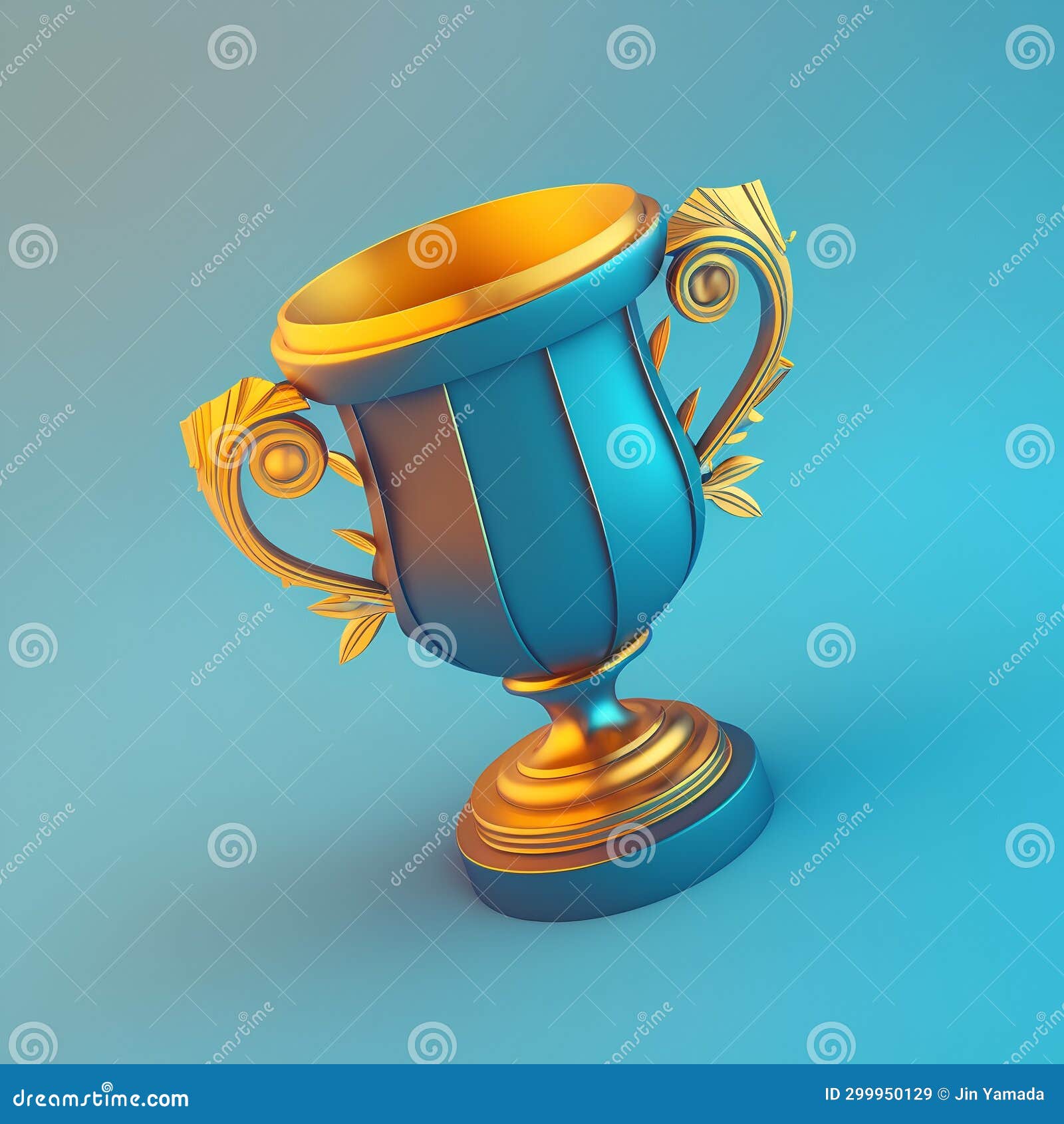 Trophy Cup Isolated on Blue Background. 3d Render Illustration Stock ...